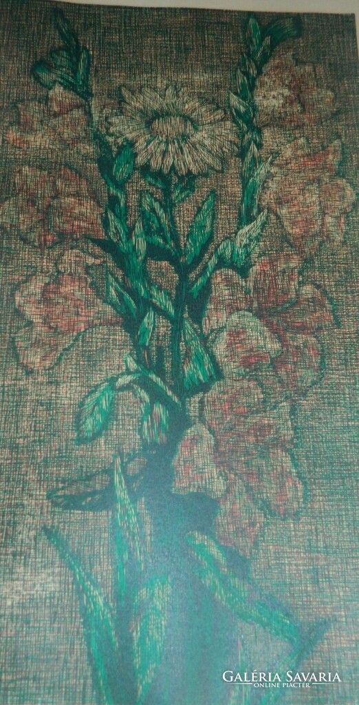 Scultéty Éva (Imre Istvánné) Virágok - szines rézkarc - Kép, grafika ...