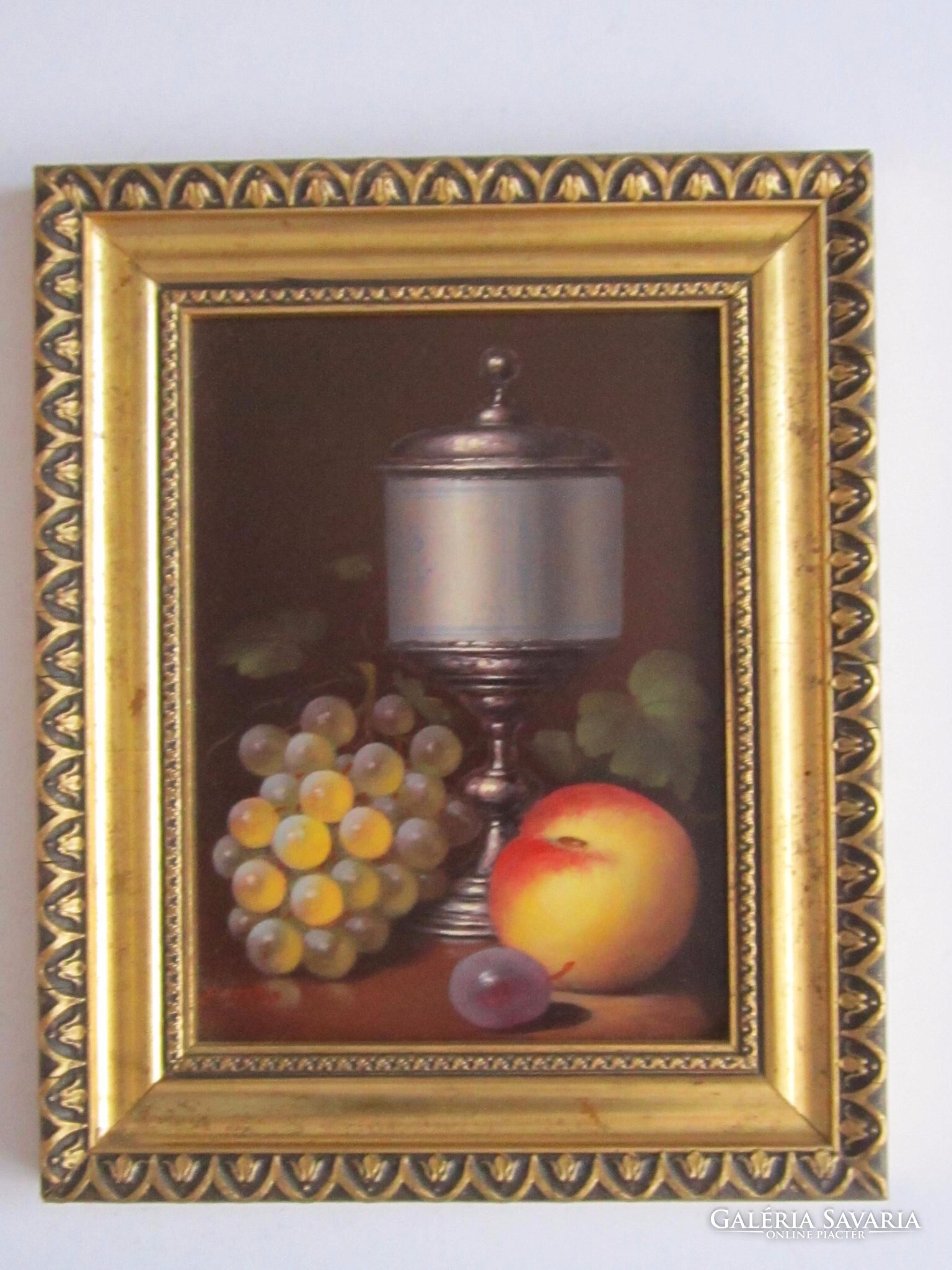 Kiss Endre/ ENDER/; Csendélet serleg; 24 cm x 18 cm, olaj,fa - Festmény ...