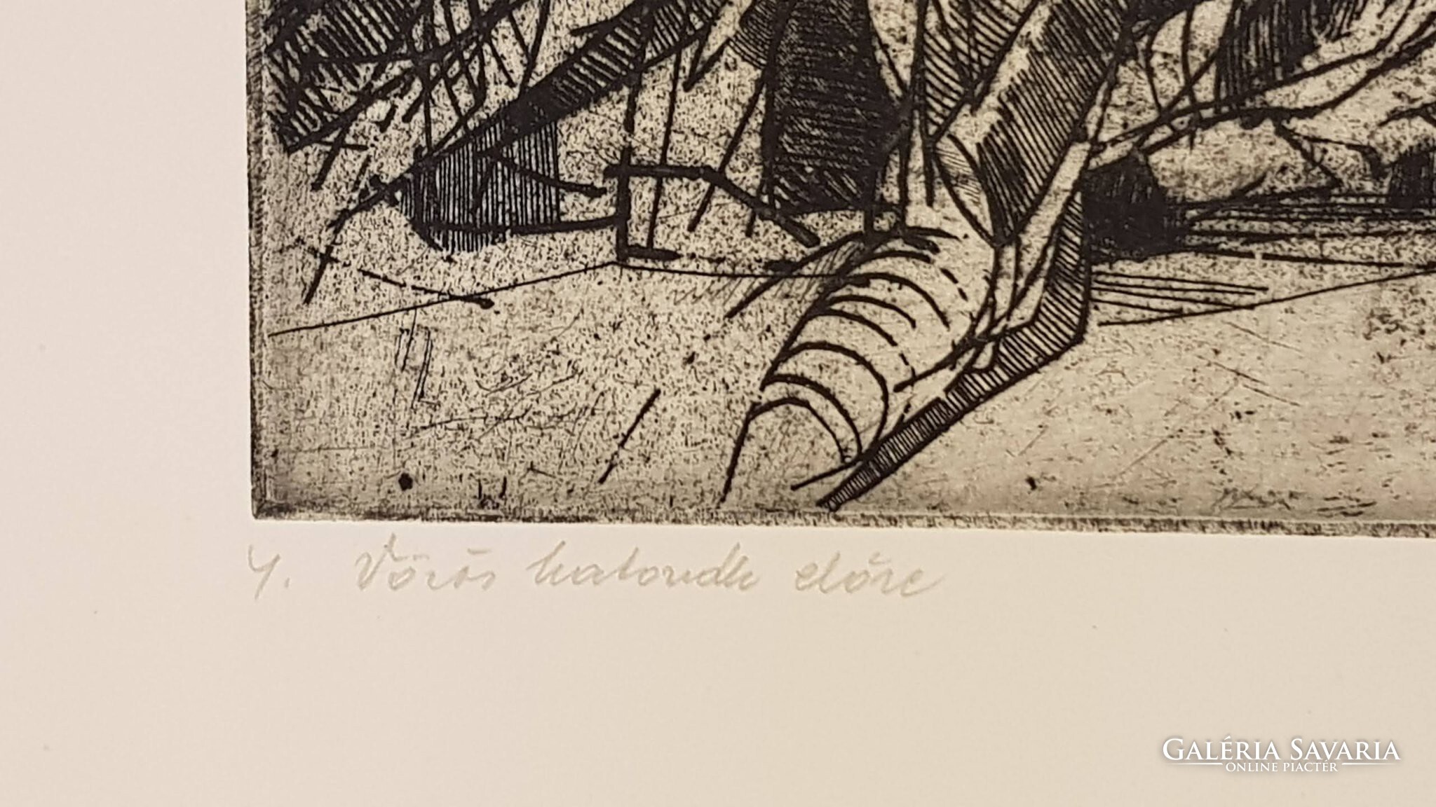 Feledy Gyula (1928-2010) Történelmi rézkarc, Vörös Katonák előre - Kép ...