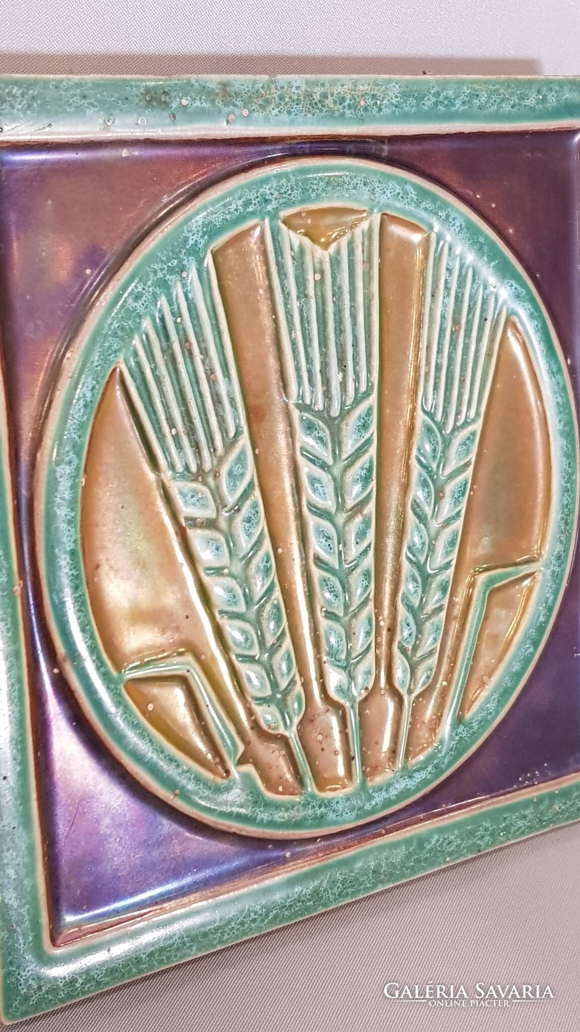 Régi, ritka Zsolnay eozin csempe, arany búzakalász - Porcelán | Galéria ...