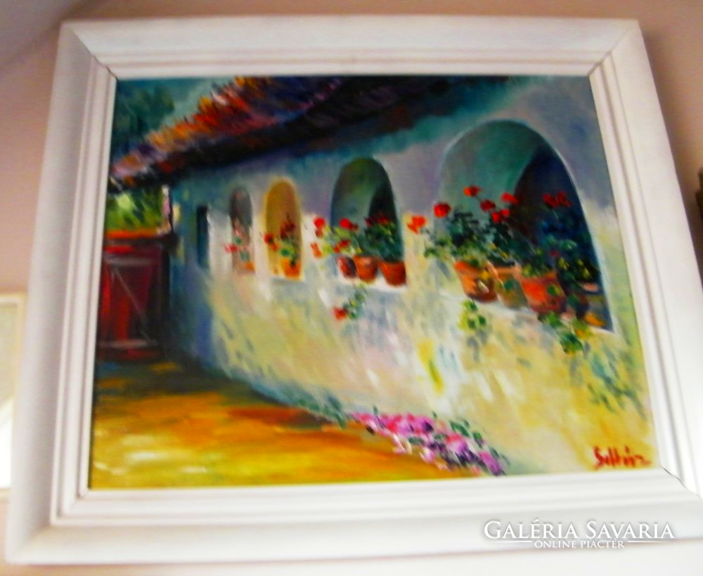 Soltész Péter : Muskátlis ház - Festmény | Galéria Savaria online ...