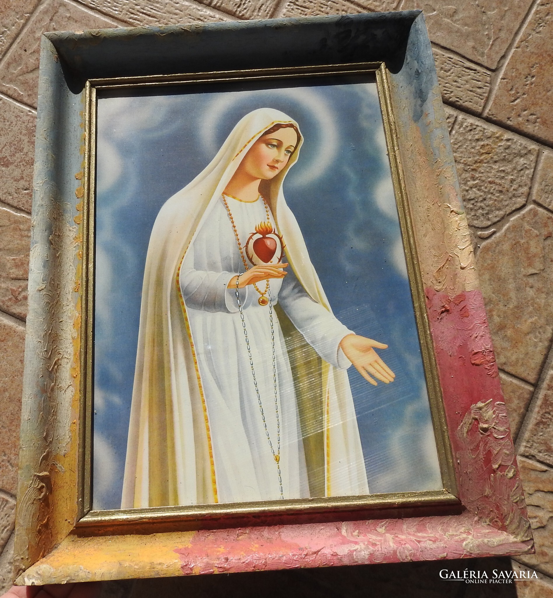 Virgin Mary with the Holy Spirit - picture in an interesting frame ...