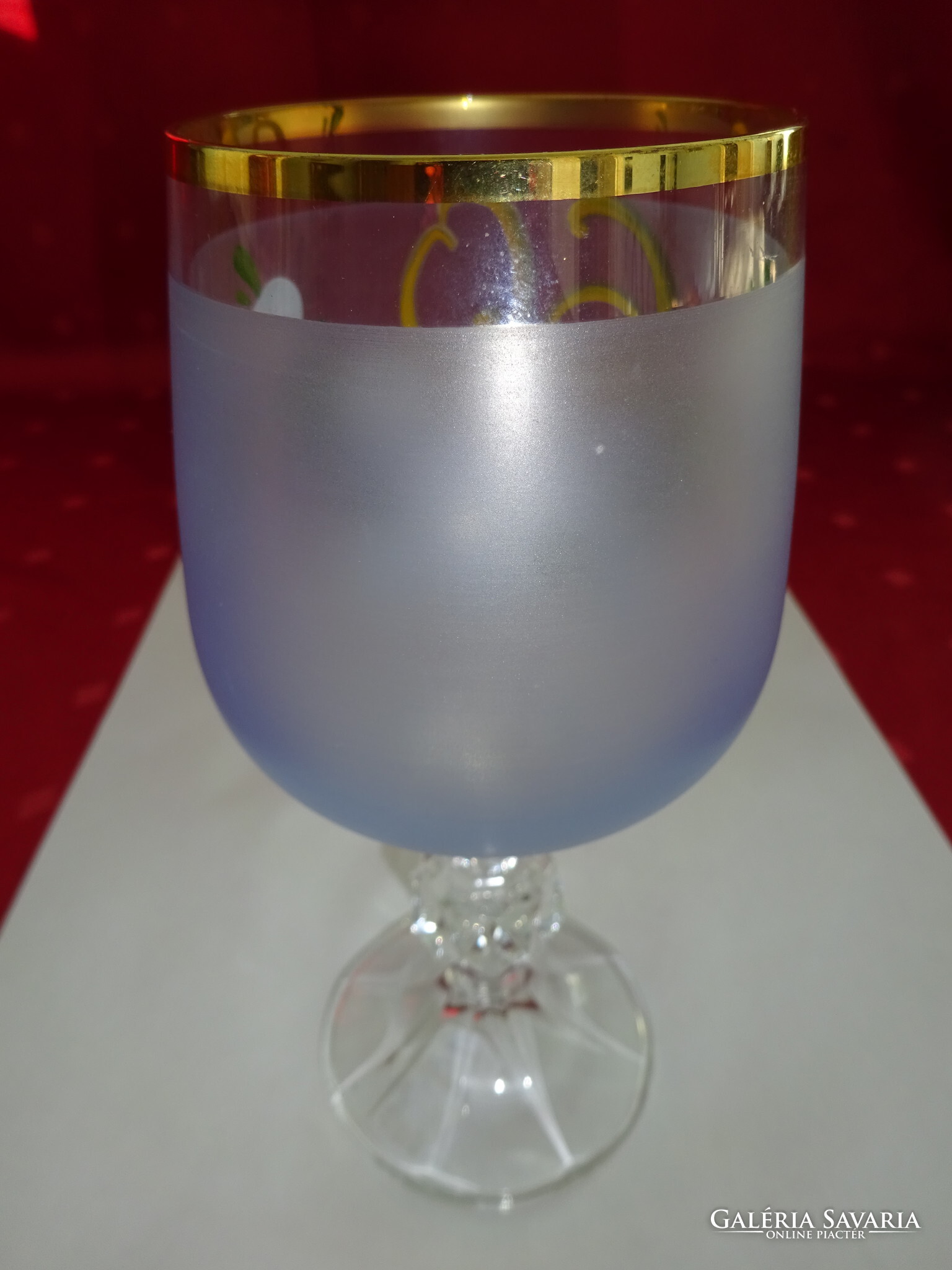 Hand-painted, stemmed, crystal glass cup for 60th birthday. With gold ...