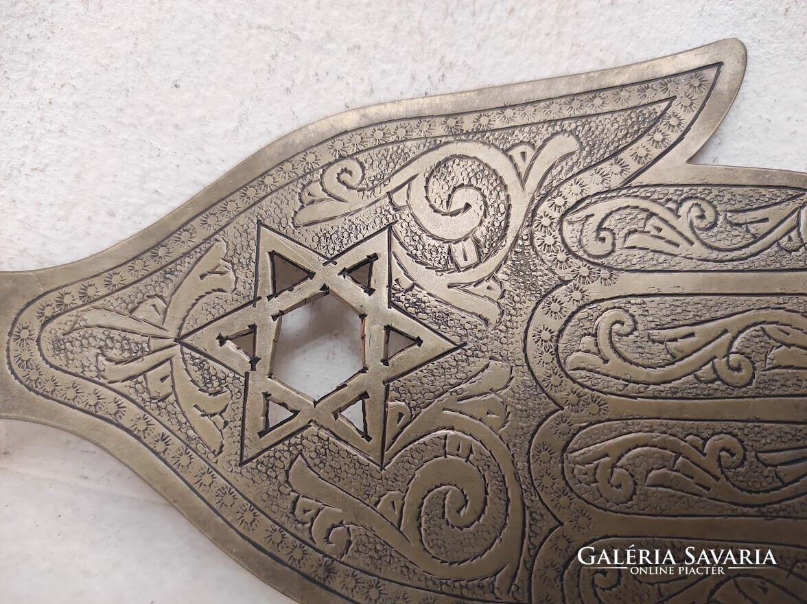 Antik zsidó védő kéz hamsza Fatima keze fali dísz Dávid csillag motívum ...