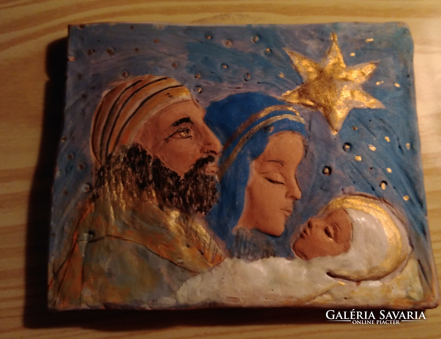 The holy family, the birth of Jesus - marked ceramic, clay small ...