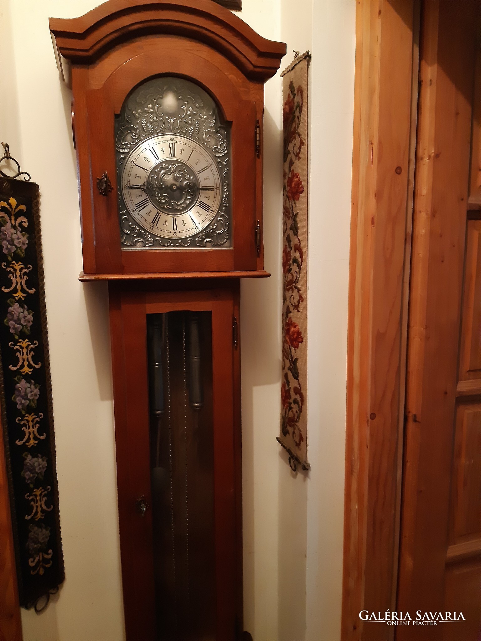 Antique standing clock, Arabic dial, double-weight, half-stroke ...