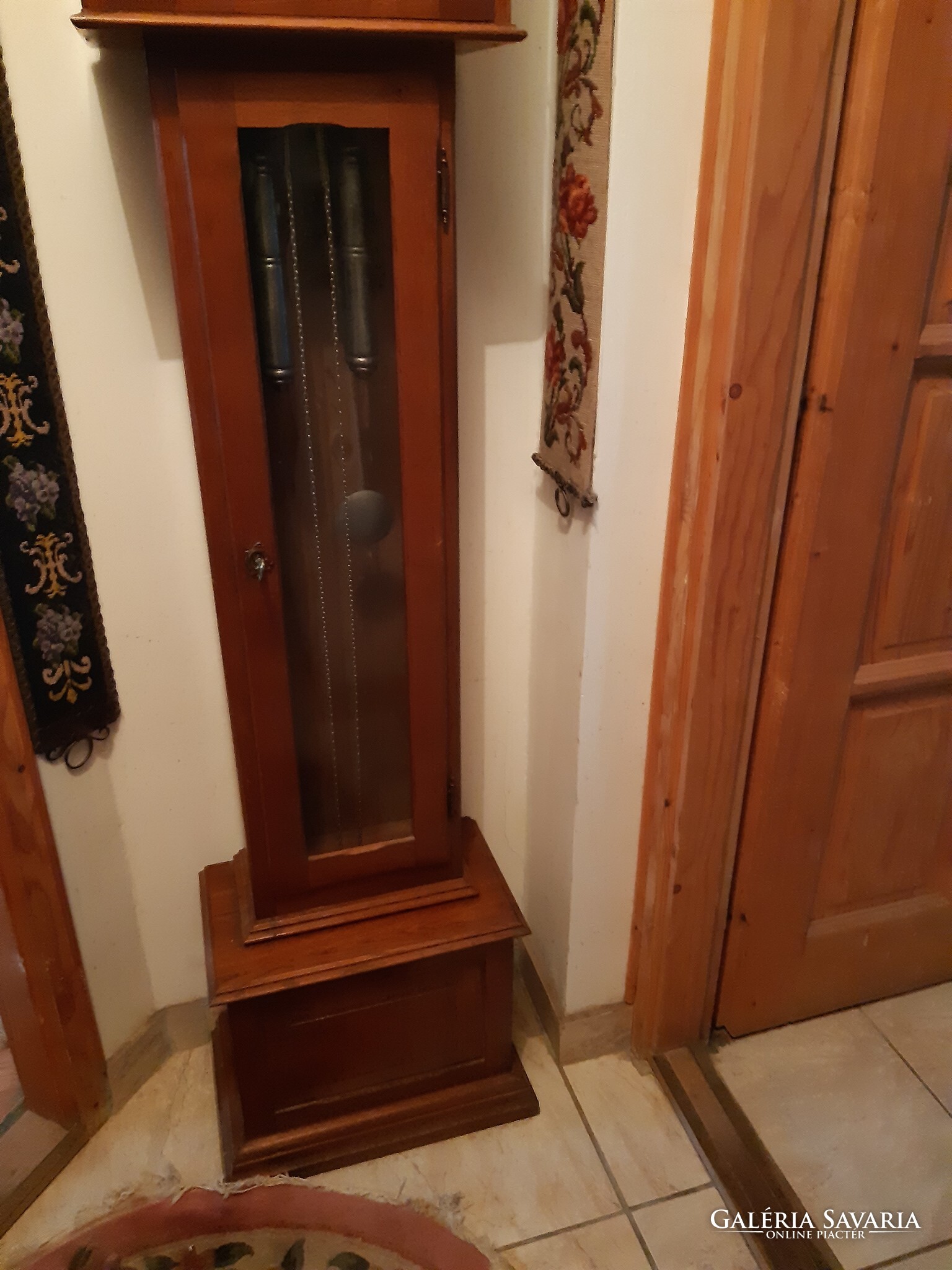 Antique standing clock, Arabic dial, double-weight, half-stroke ...