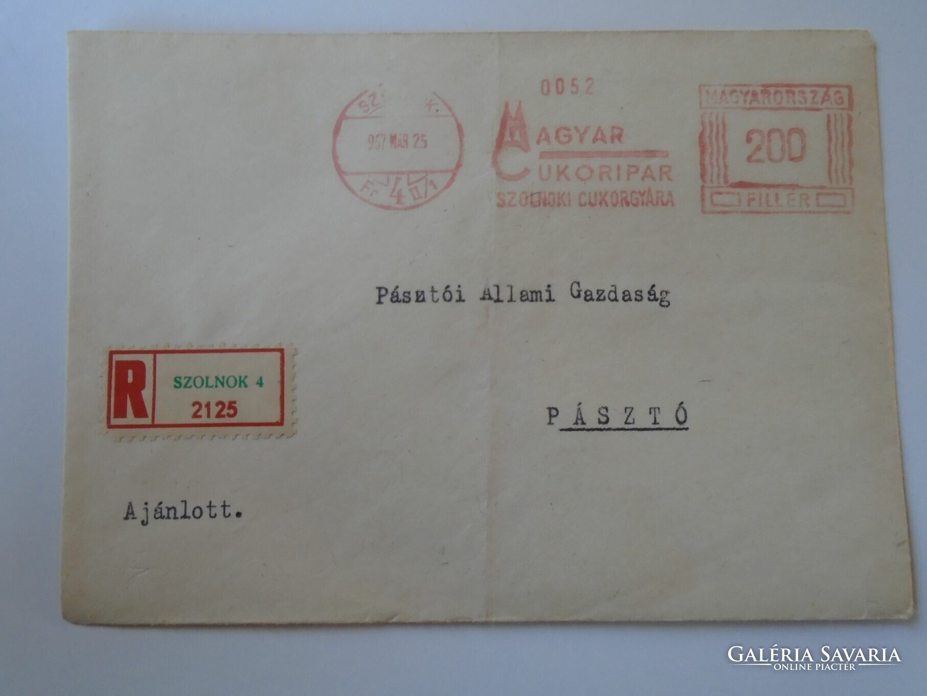 D193744 old registered letter envelope 1967 szolnok - sugar factory ...