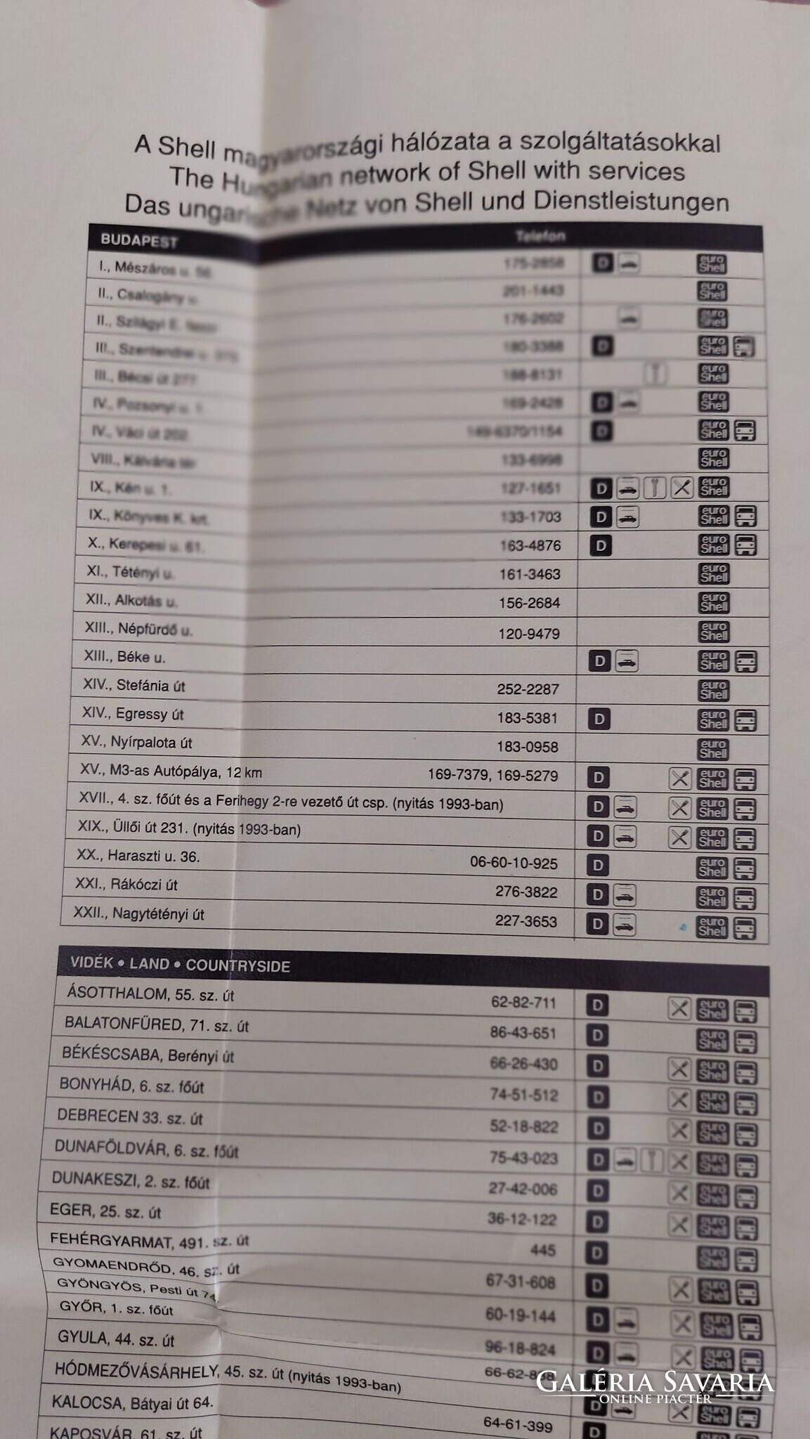 1993. kiadású Magyarország és Budapest autótérképe / Shell kút térképe ...