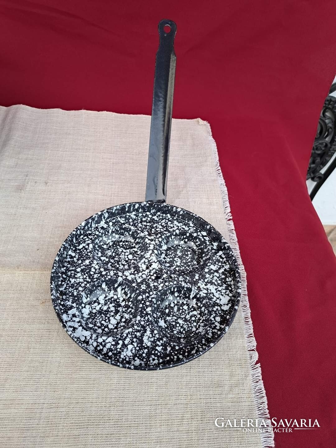 Zománcos zománcozott tarkedli sütő cseh fánk edény régiség nosztalgia ...