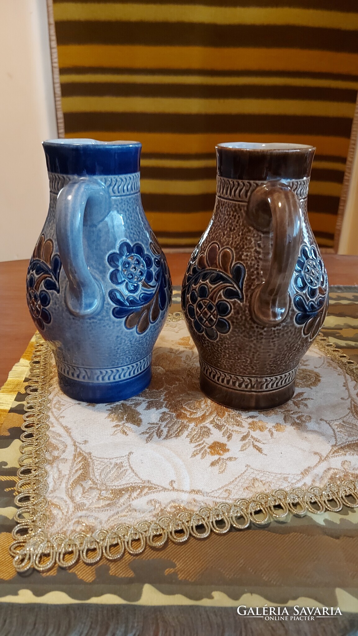 Marzi & Remy kerámia váza kék mázas jelzett kancsó ritka - Kerámia ...