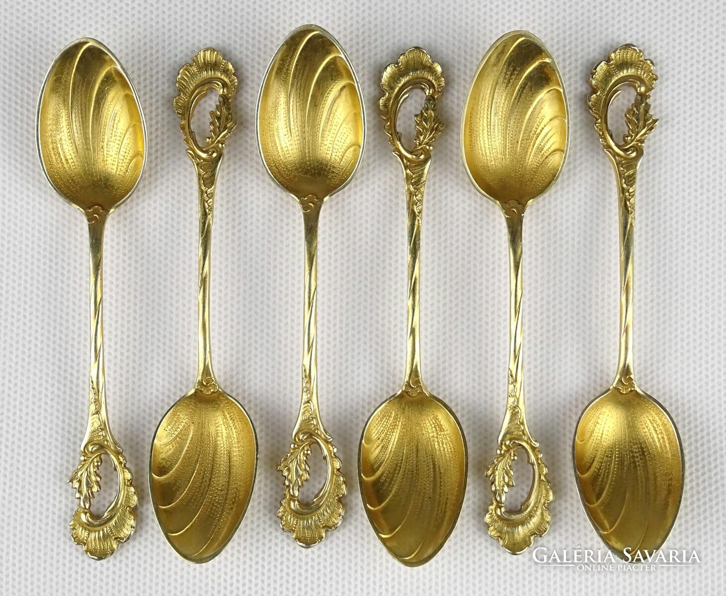 1M584 Régi aranyozott barokk díszkanál készlet 6 darab - Otthon ...