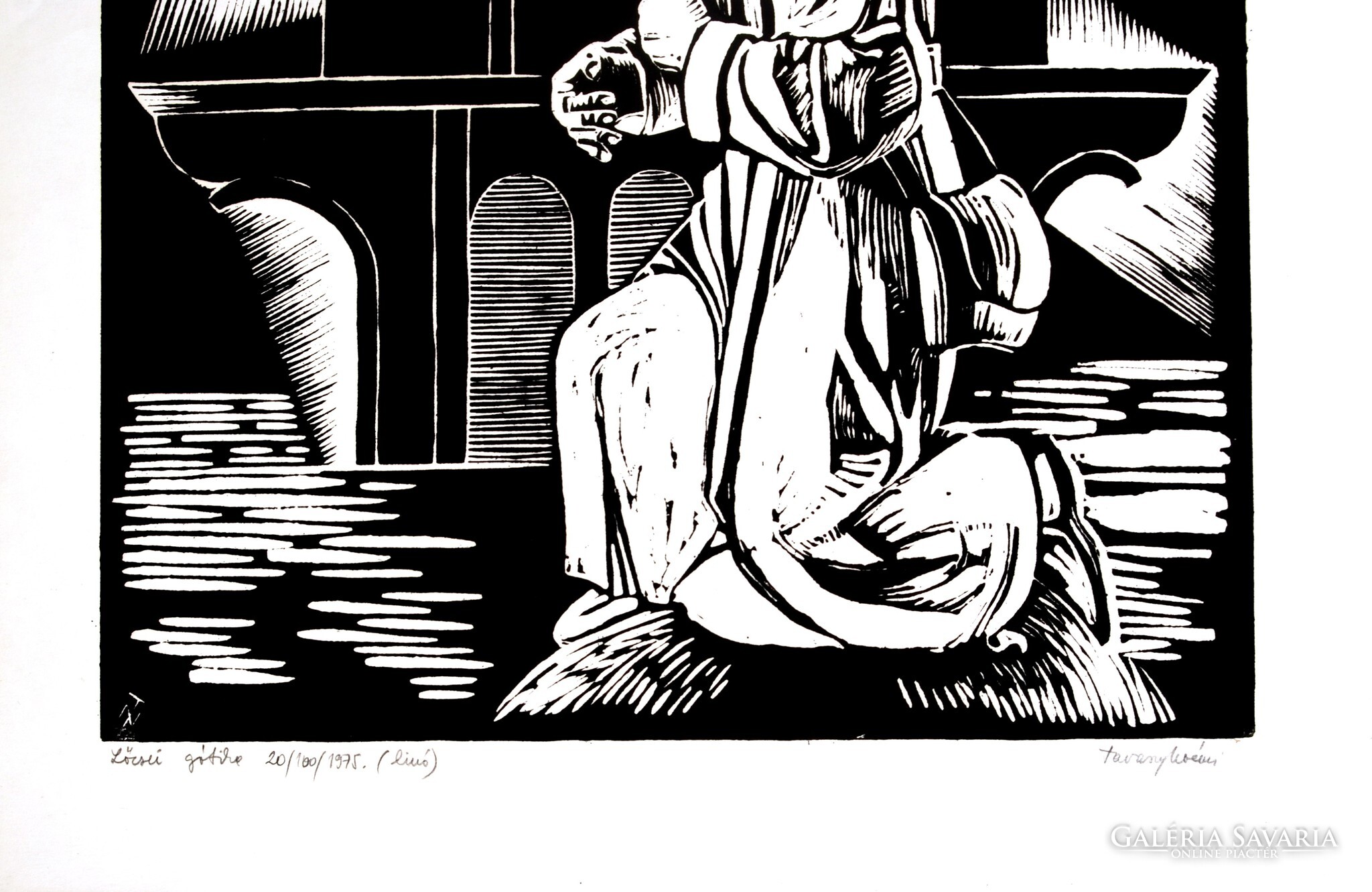 Noémi Tavaszy (1927-2018): Lőcs Gothic, 1975 - large, numbered linoleum ...