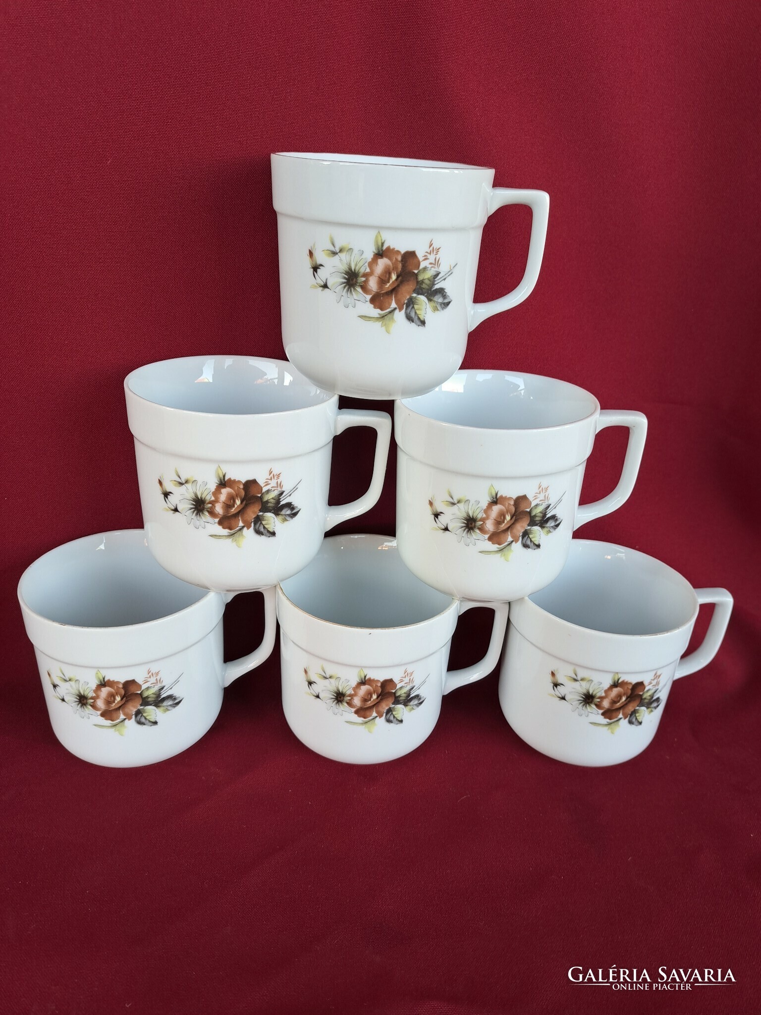Ritka Alföldi porcelán egyfülű barna rózsa mintás virágos retro ritka ...