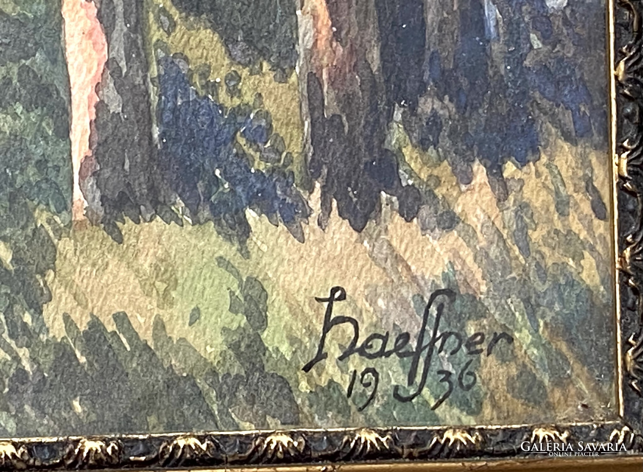 Jenő Haeffner (1894-1944) 1936 labeled forest landscape watercolor ...