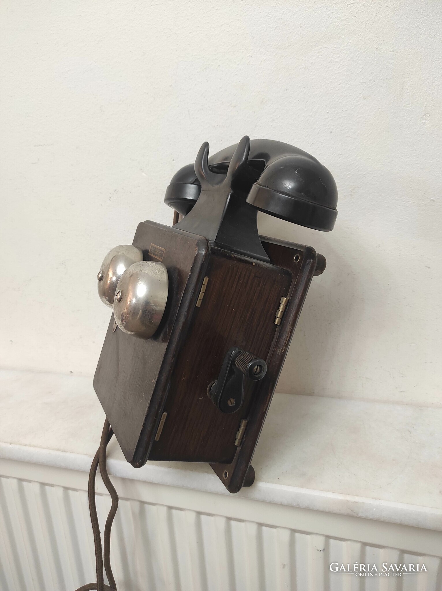 Antik telefon 1925-1945 falra szerelhető ritka kurblis fa készülék ...