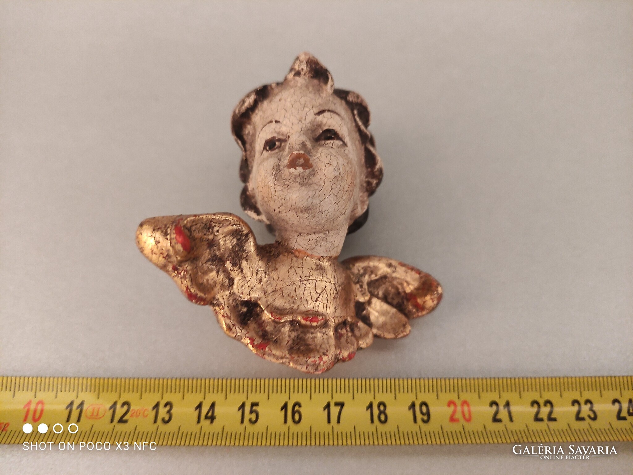 Antik szecessziós fa puttó angyal fali vagy karácsonyfadísz - Szobor | Galéria Savaria online ...