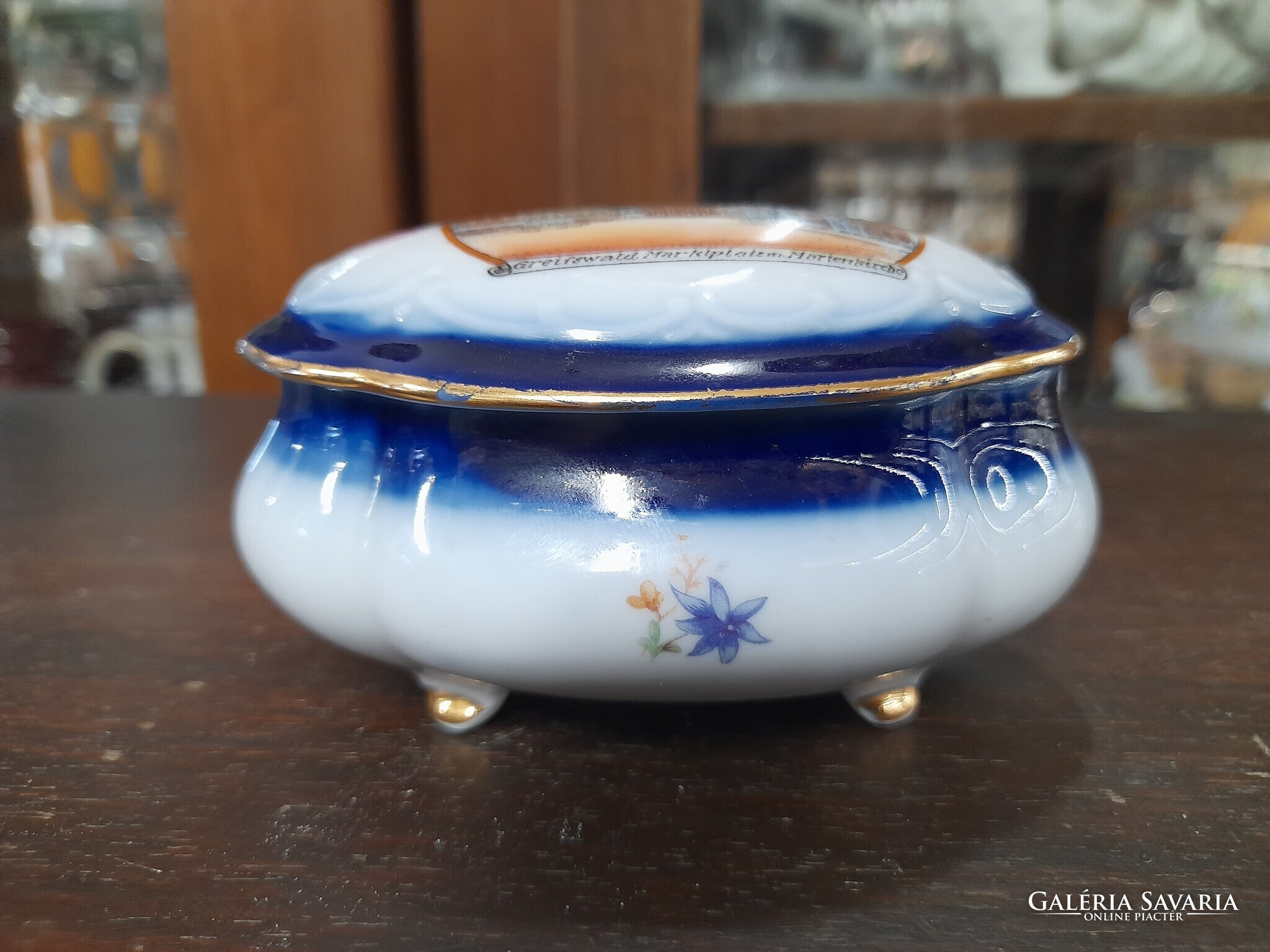 Német,Germany Kahla Leuchtenburg,Lehmann & Sohn Kézi Festésű Porcelán Bonbonier,Doboz ...