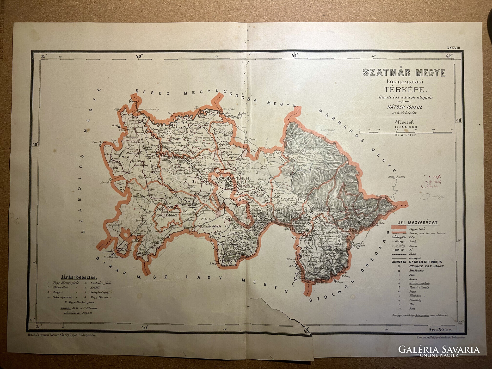 Map of Szatmár county. Hátsek 1880. County maps of the countries of the ...