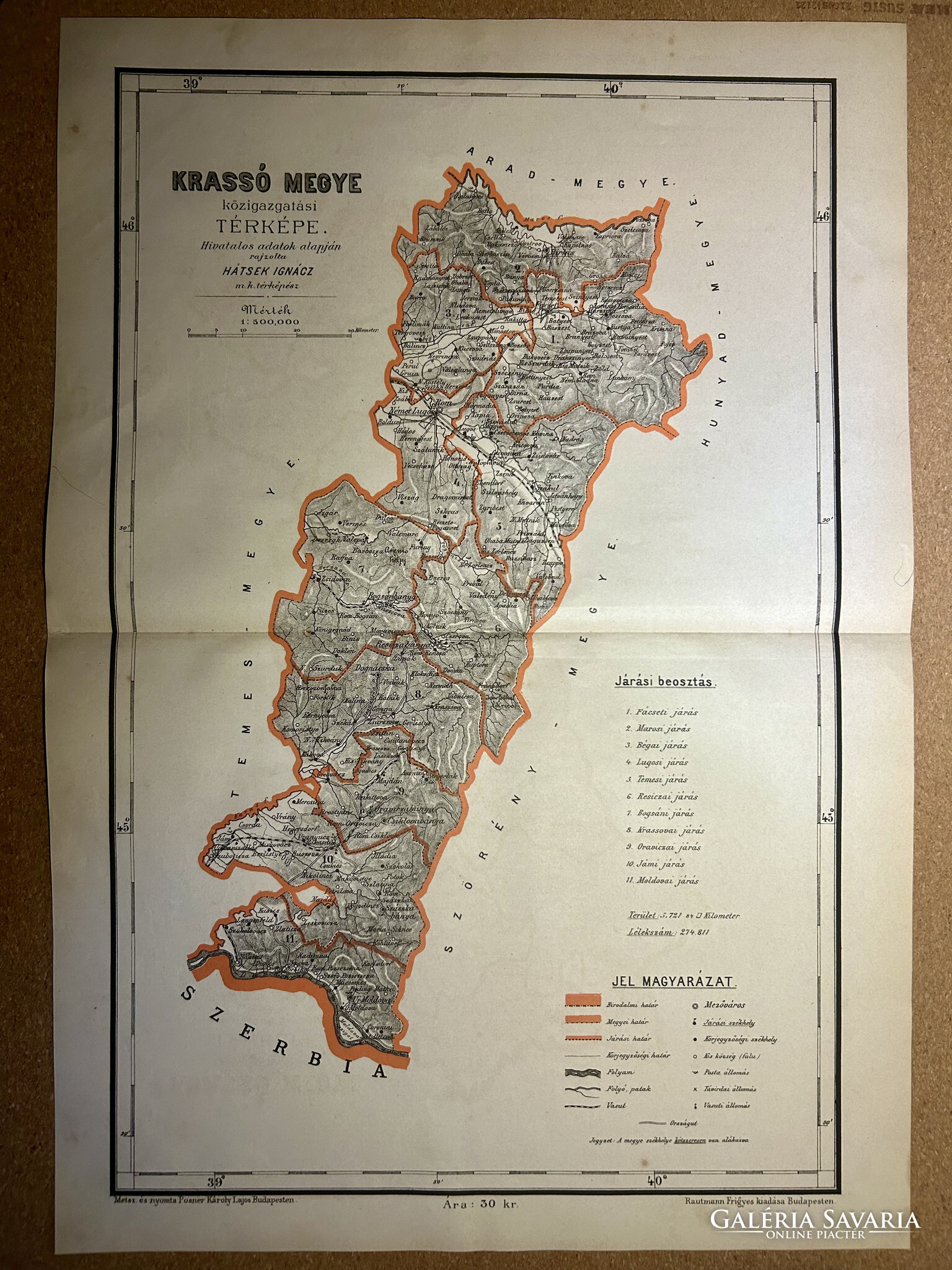 Krassó county map. Hátsek 1880. County maps of the countries of the ...