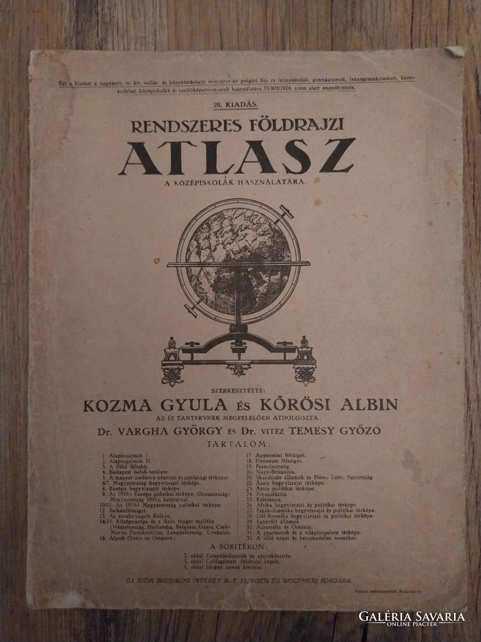 Rendszeres földrajzi atlasz, régi iskolai térkép, papírrégiség - Otthon ...