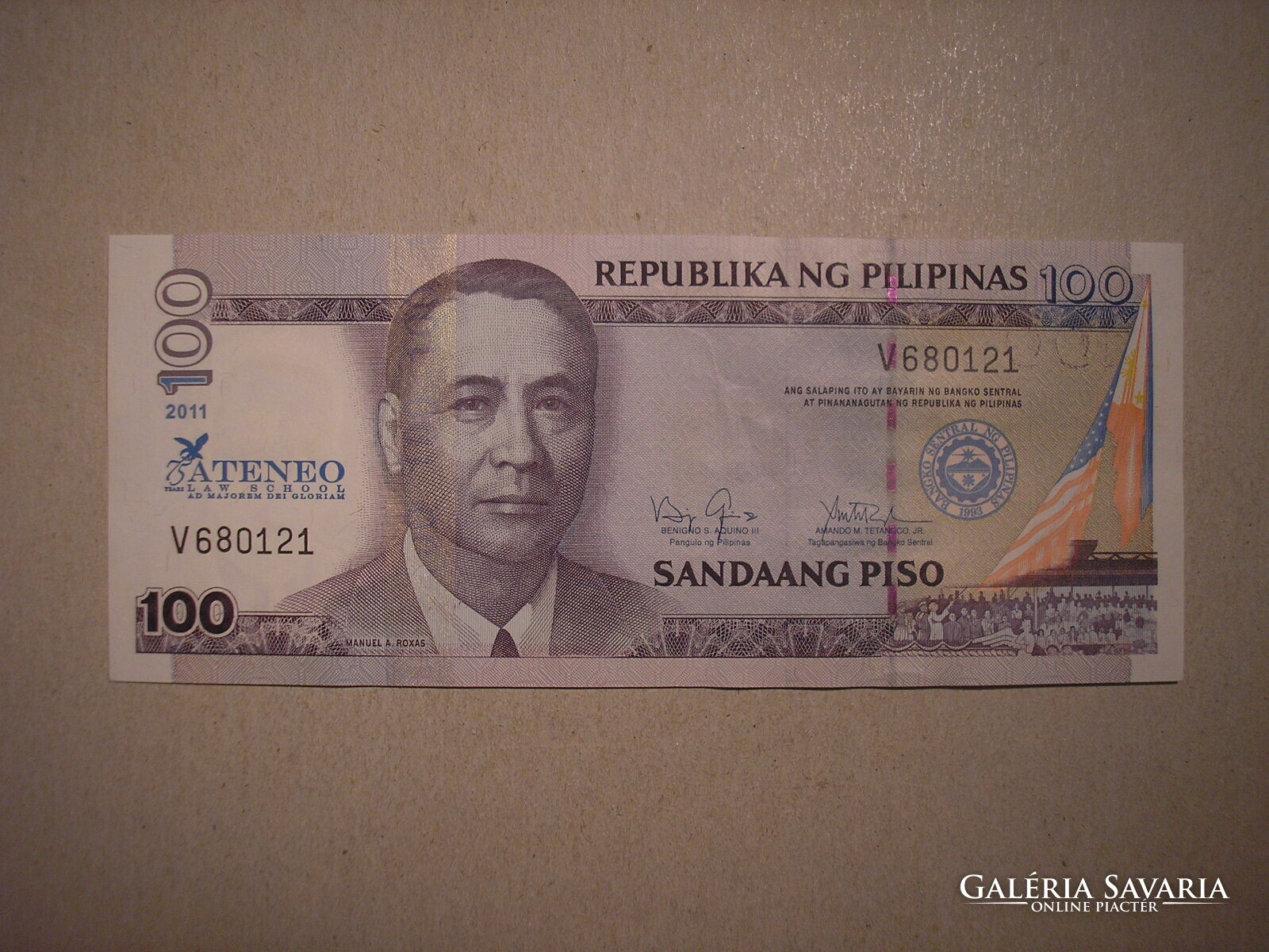 Fülöp-szigetek - 100 Piso 2011 UNC emlékkiadás 75 éves az ATENEO jogi iskola - Numizmatika, Pénz ...