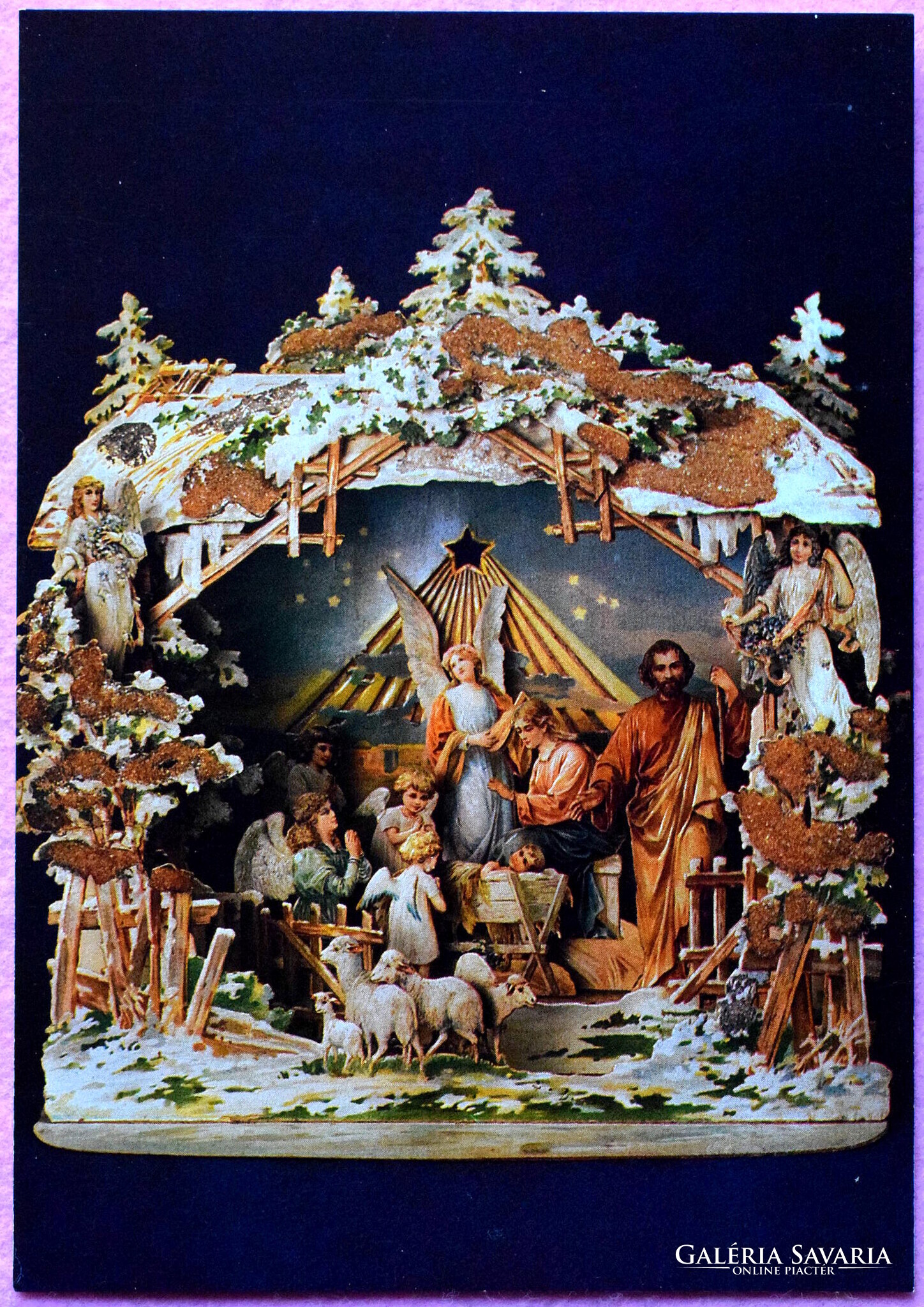 Új állapotú postatiszta díjjegyes retro karácsonyi üdvözlő képeslap ...