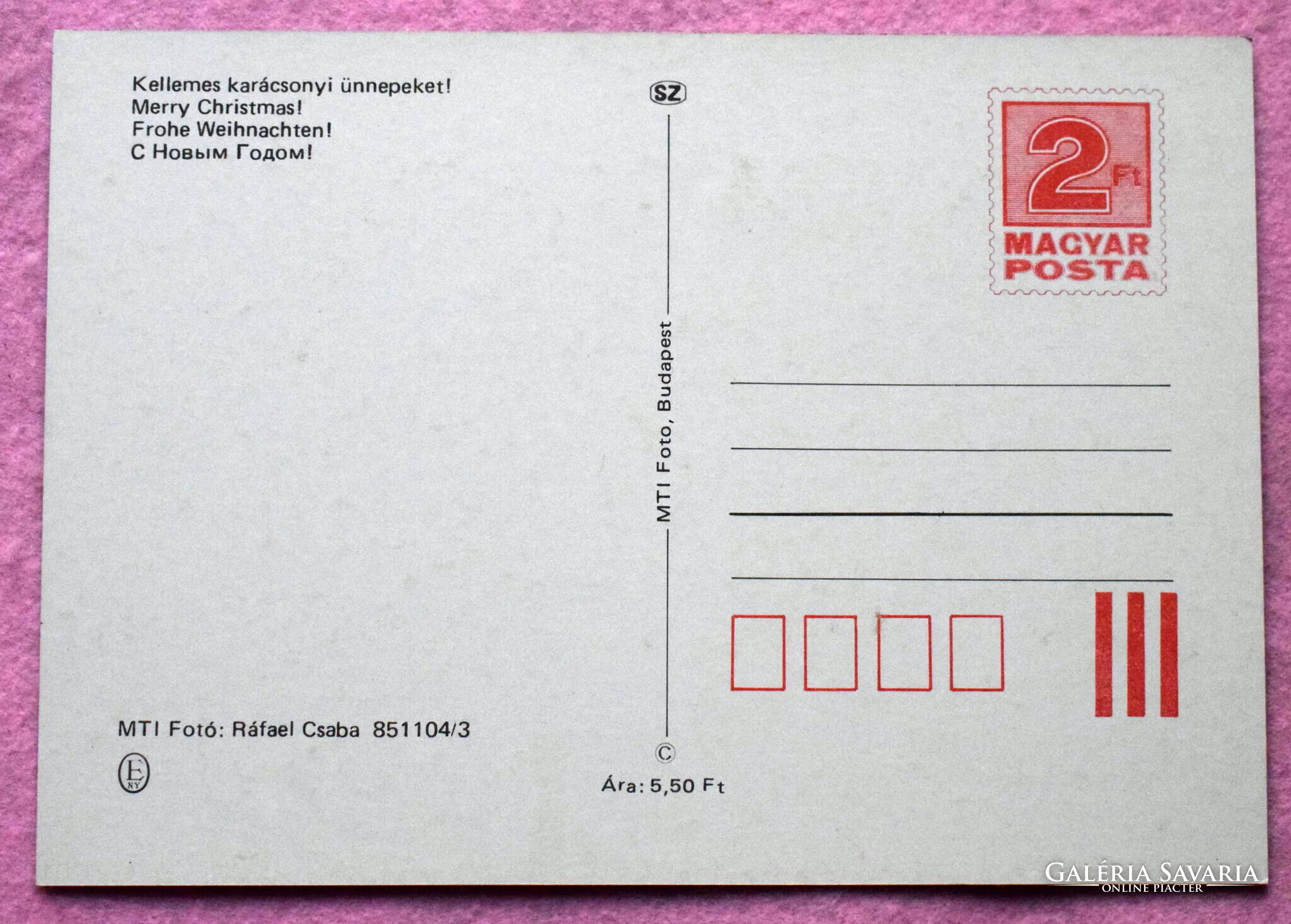 Új állapotú postatiszta díjjegyes retro karácsonyi üdvözlő képeslap ...