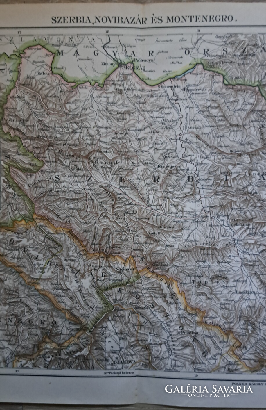 "Szerbia, Novibazár és Montenegró térképe" cca 1900 A Pallas ...