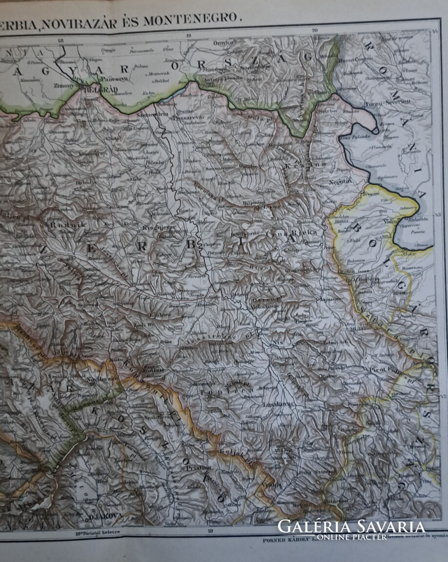 "Szerbia, Novibazár és Montenegró térképe" cca 1900 A Pallas ...
