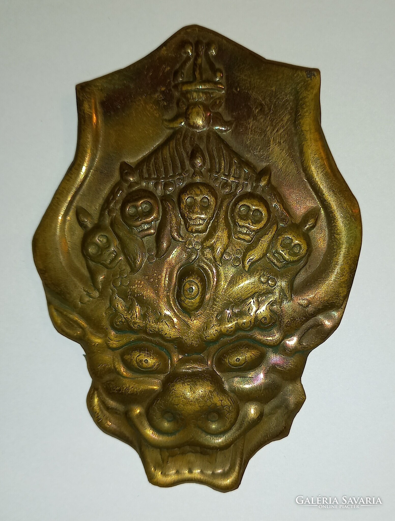 Kicsi vintage réz medál vagy dísz Buddhista istenség Mahakala - Vallás ...