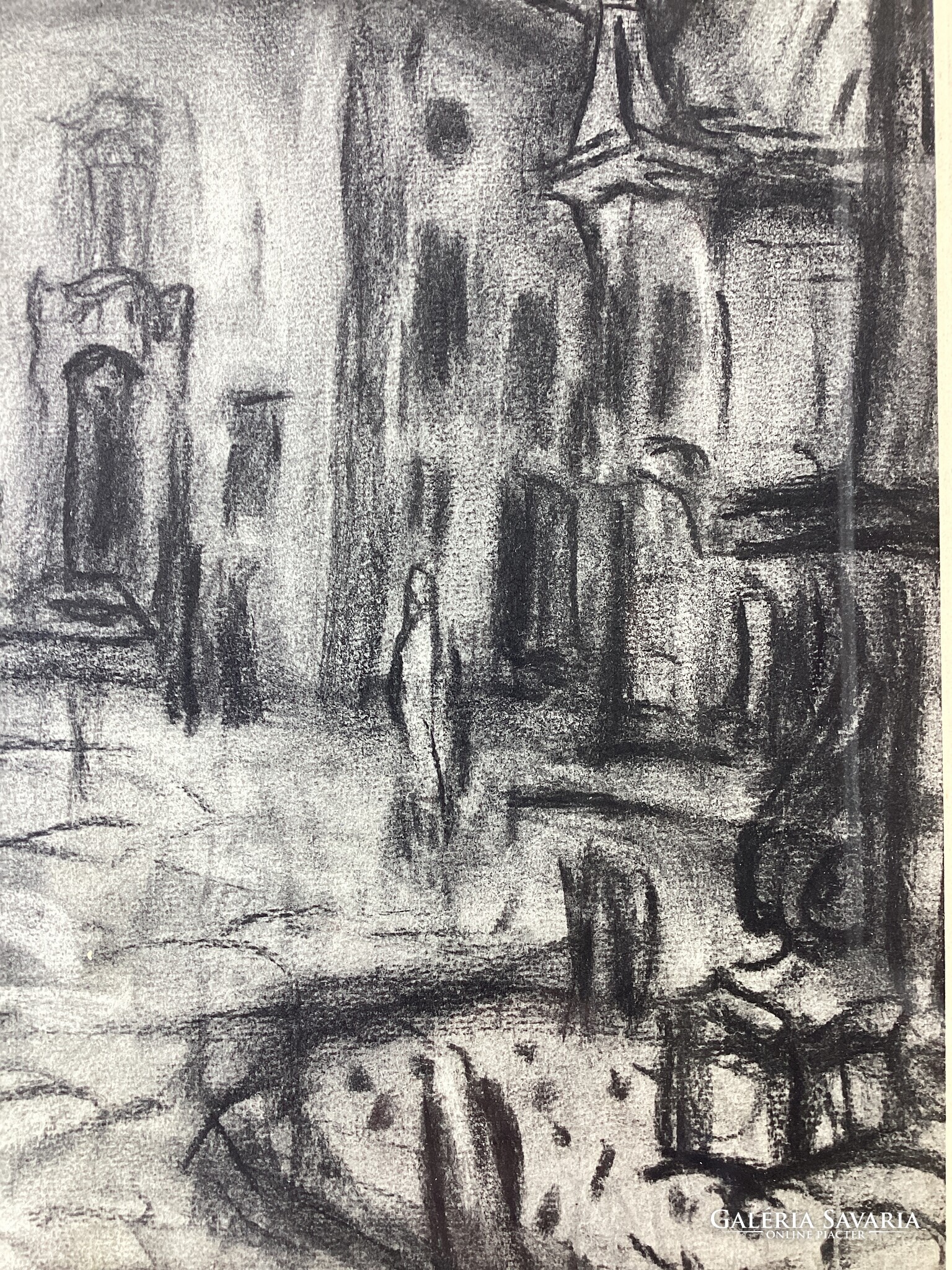 Gráber Margit ( 1895 - 1993 ) , Városka 1968 .Reprodukált grafikája ...