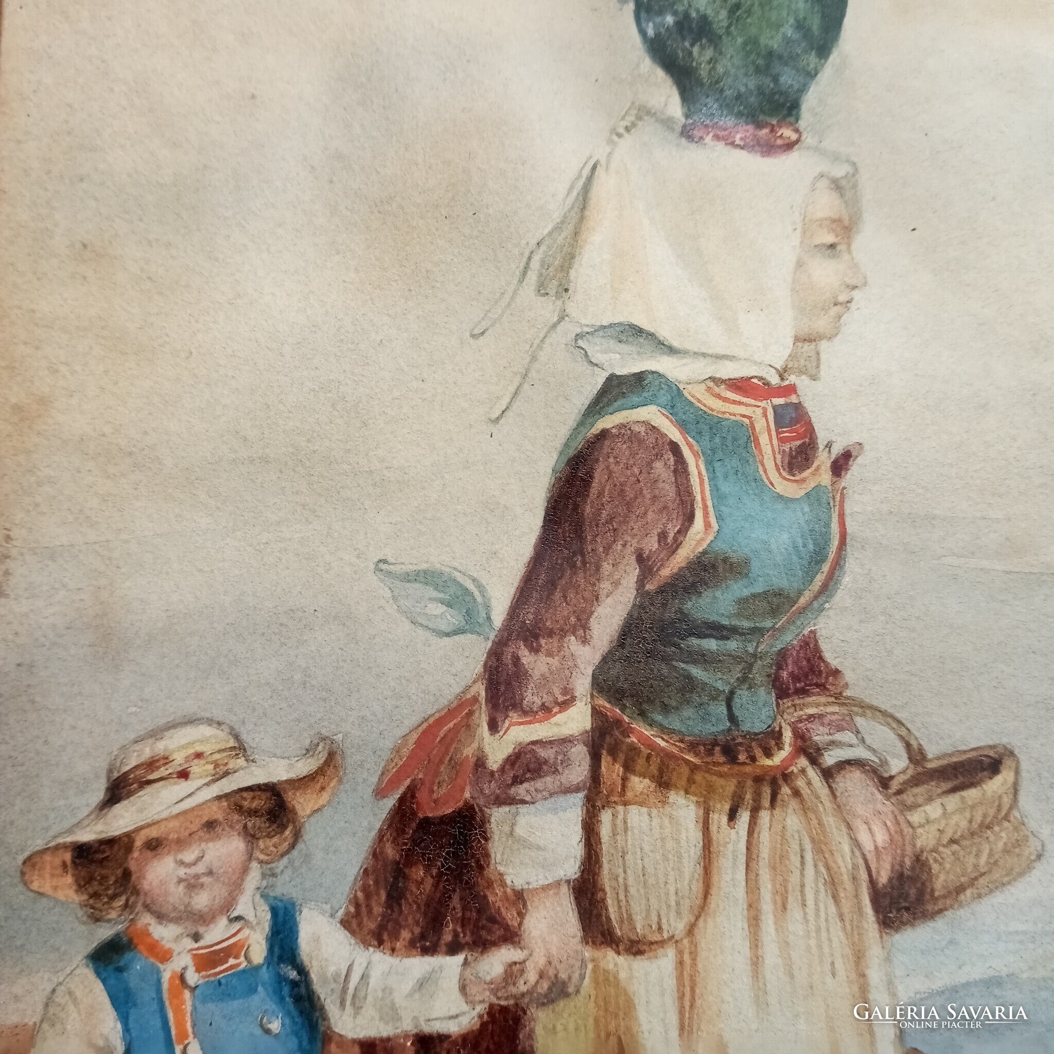 Francia paraszti életkép öltözék párban divat 1849 John Edwin Oldfield ...