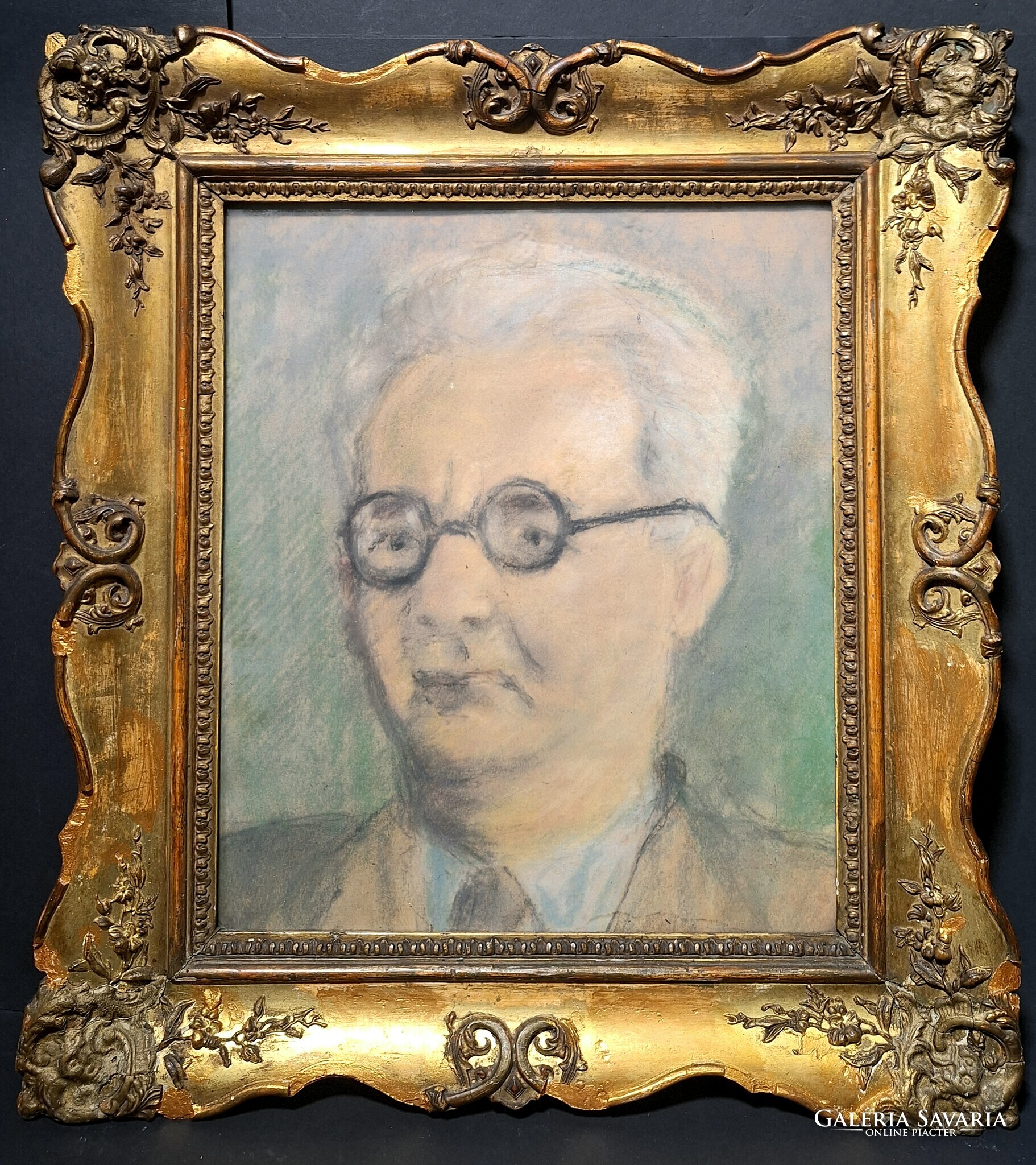 Diener-Dénes Rudolf: Nóti József arcképe (blondel keretben, pasztell ...