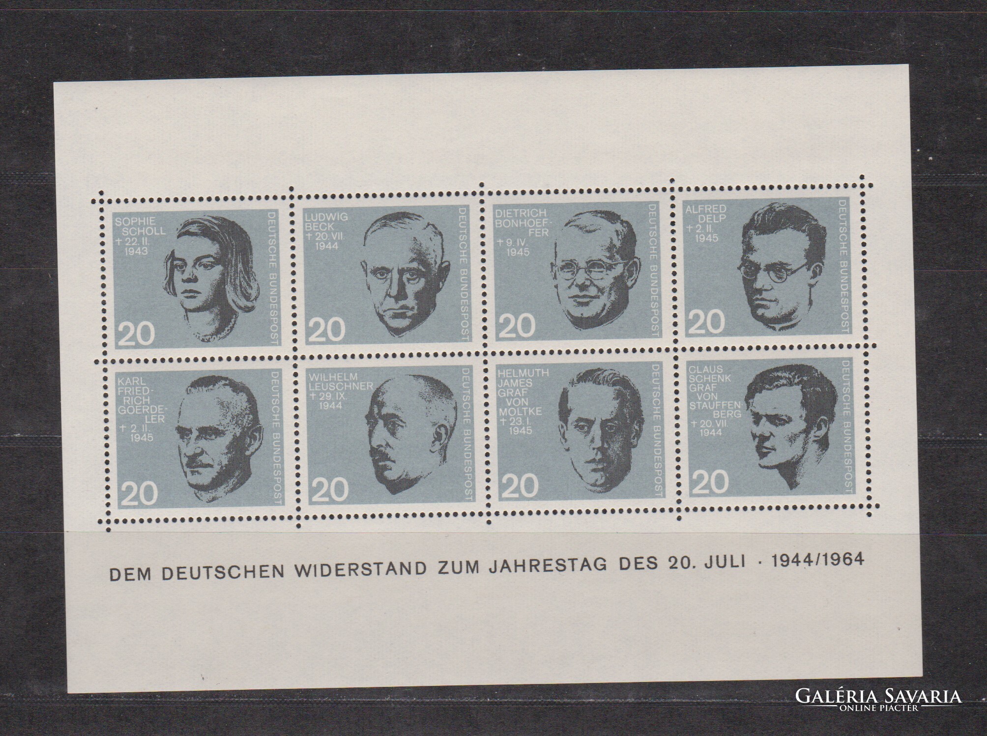 Németország 1964 ** blokk Adolf elleni merényletkísérlet 20 ...