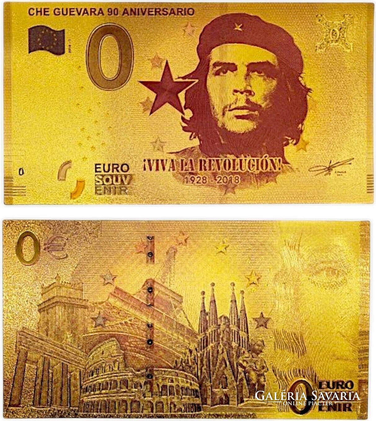 24k aranyozott TESZT EURO - CHE GUEVARA Gyűjthető arany PVC bankjegy ...