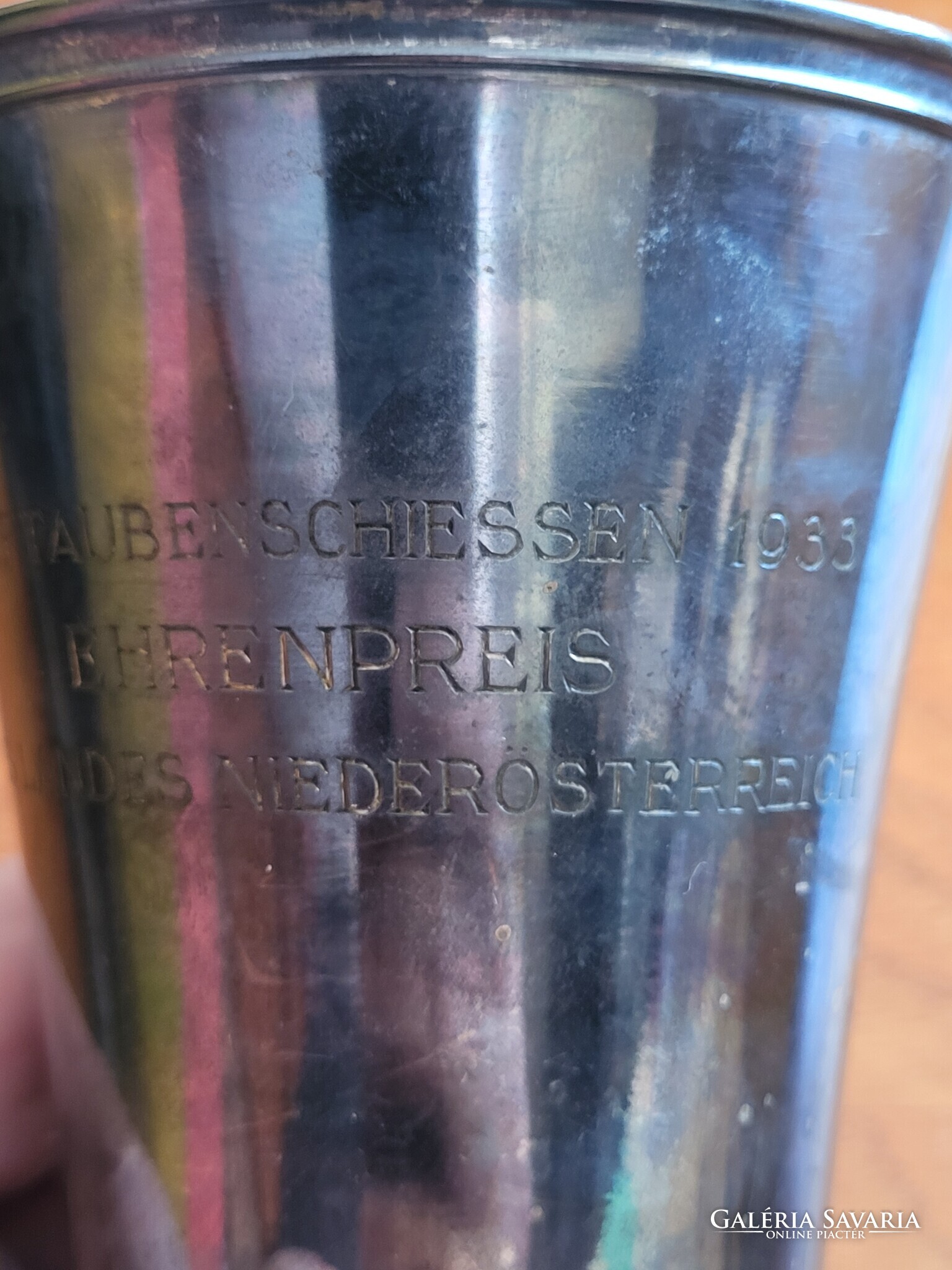 Alsó-Ausztria tartomány, kézigránát dobó versenyének ezüst nagy kehely ...