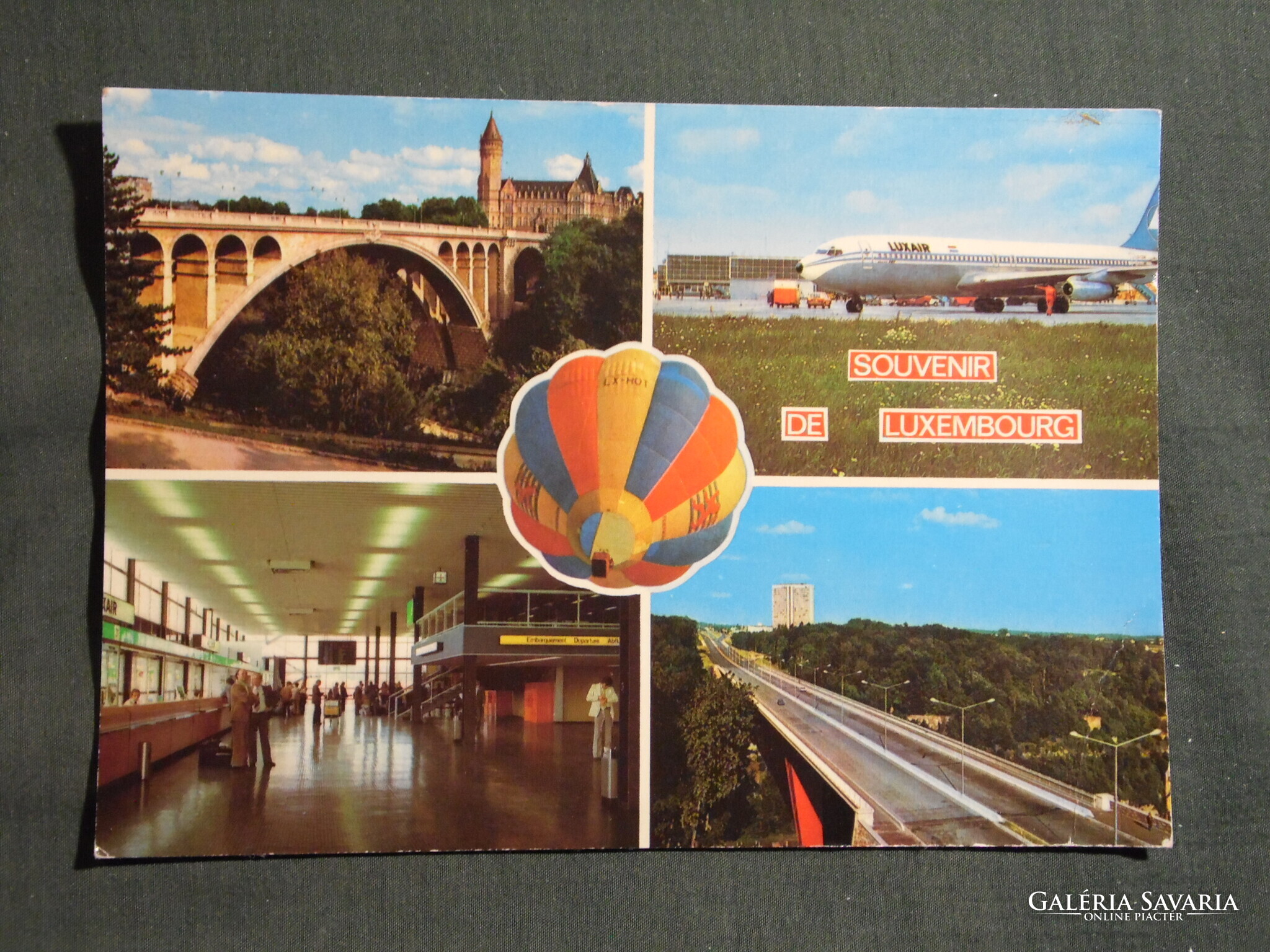 Képeslap,Luxemburgi Nagyhercegség,Luxemburg,repülőtér,vár,kastély ...