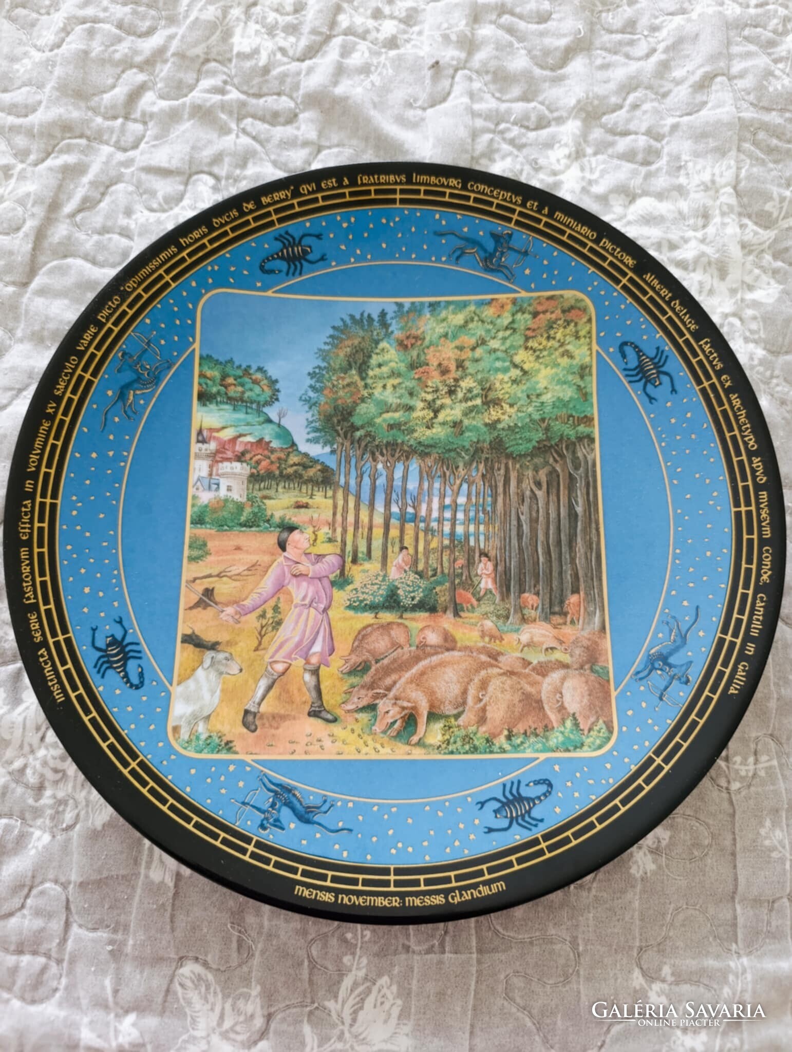 D'Arceau Limoges porcelán tányér november, zodiákus , Albert Delage ...