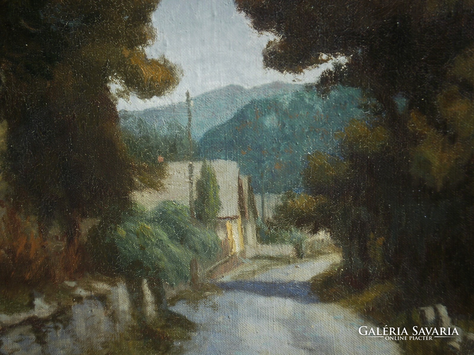 (K) Ismeretlen festő (20.sz.közepe) : Lejtős utca - Festmény | Galéria Savaria online piactér ...