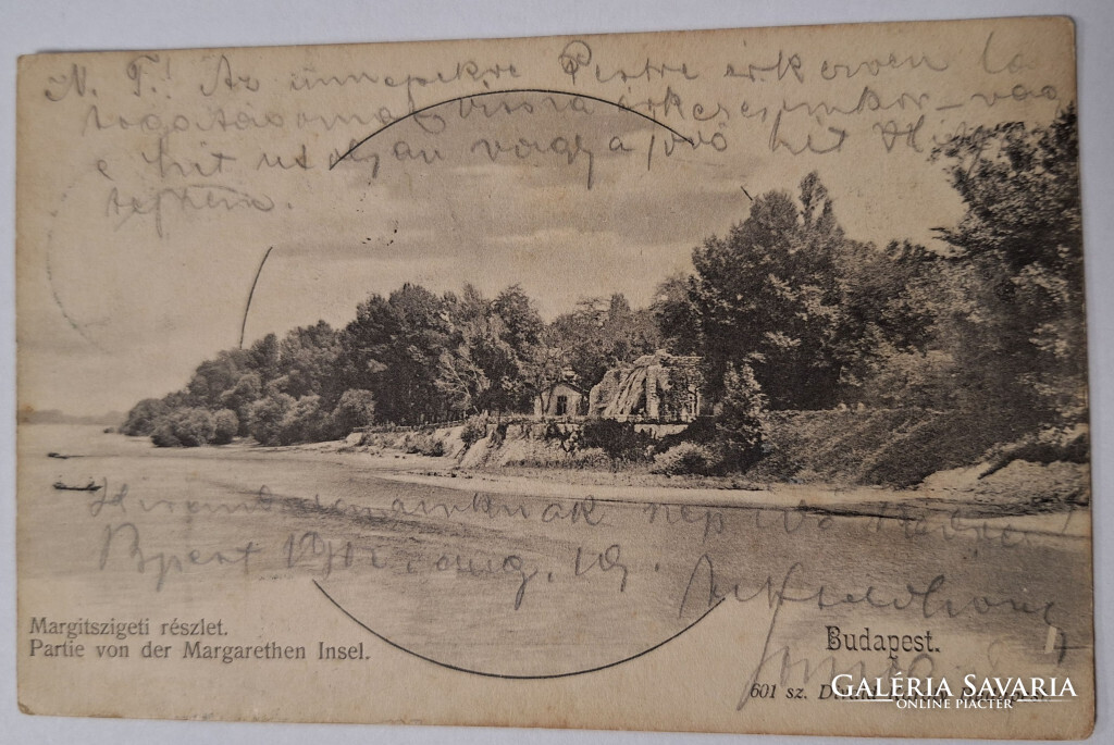 Budapest, Margitsziget részlet, Divald Károly képeslap 1900-as évek ...
