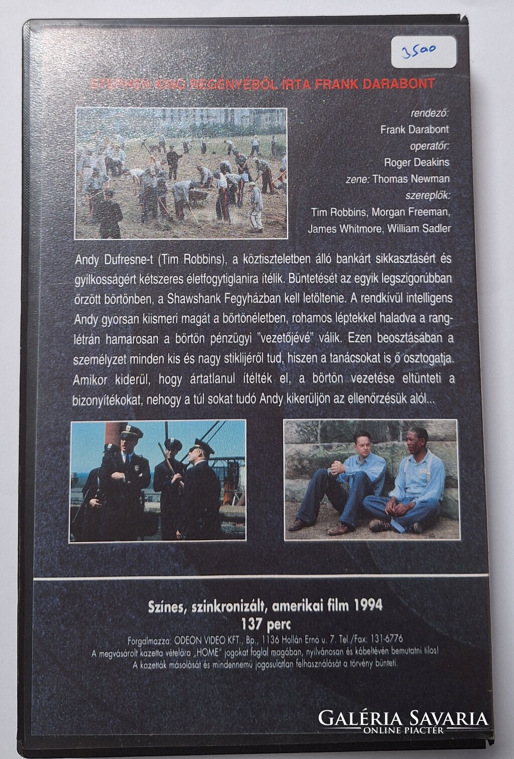 A remény rabjai VHS kazetta (Tim Robbins, Morgan Freeman) Odeon Video ...