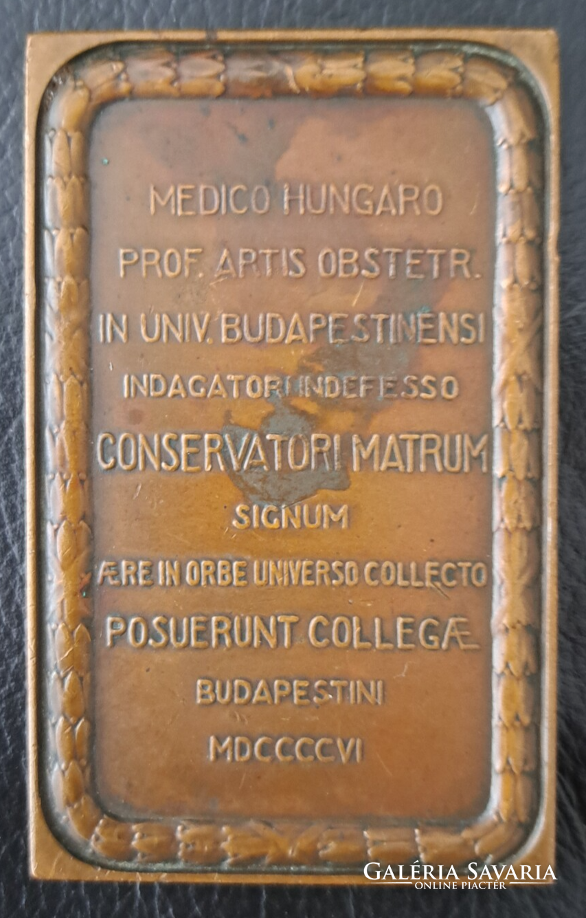 1906. Berán Lajos (1882-1943) Semmelweis a Rókus kórház falán emlékérem ...