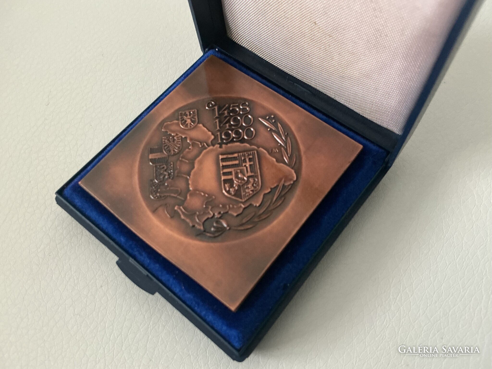 MÉE 1990 Mátyás király csegely bronz bronzérem dobozban. Ritka ...