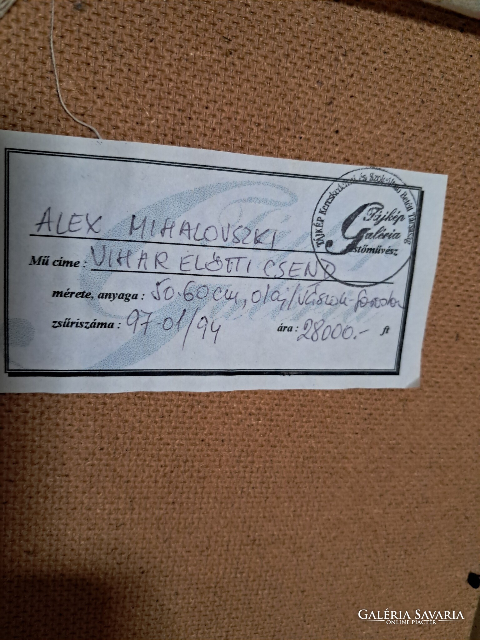 Alex Mihalovszki Vihar előtti csend - Festmény | Galéria Savaria online ...