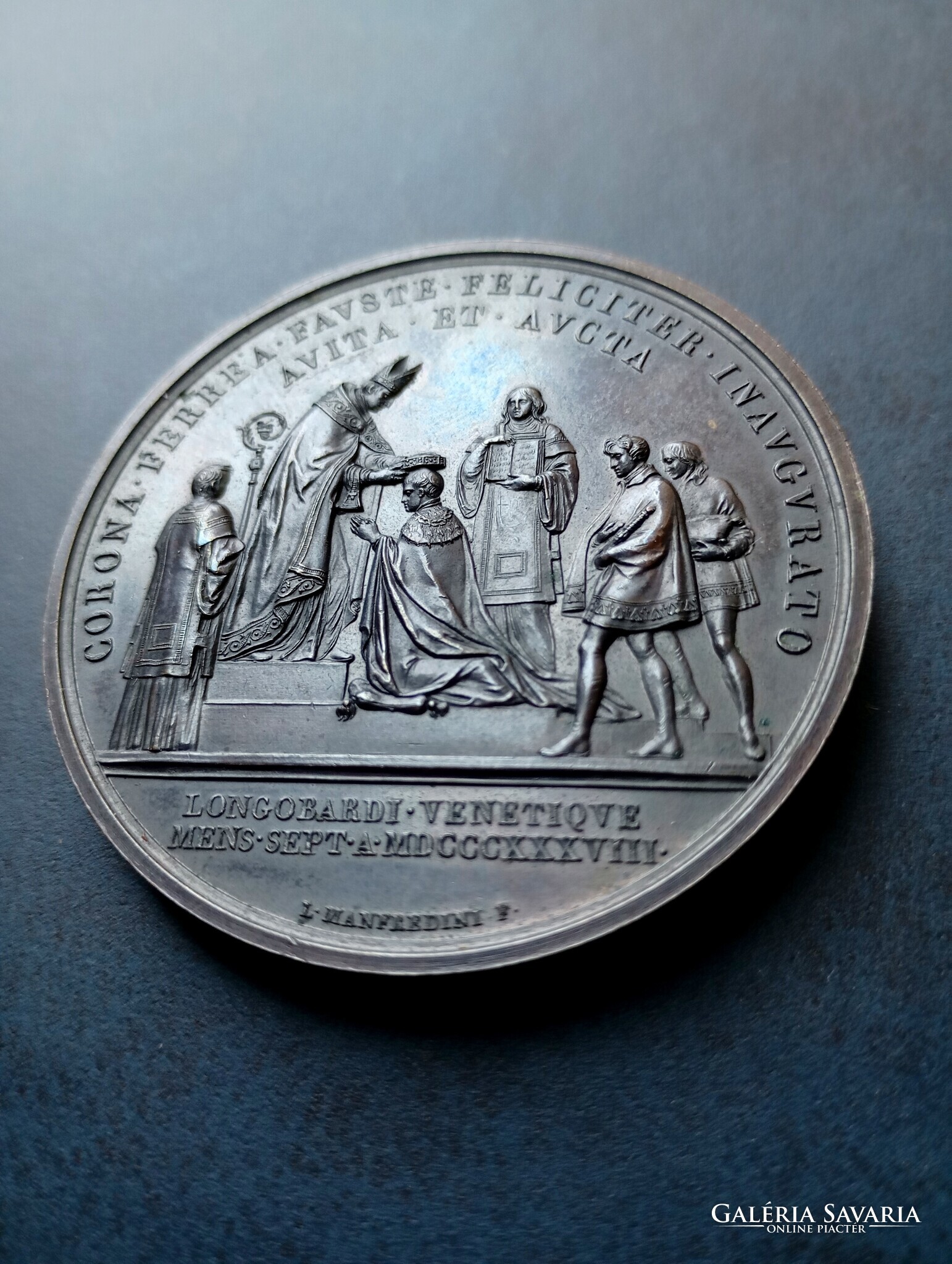 1838 Milánó V. Ferdinánd koronázási nagy bronz medál! EREDETI, nem ...