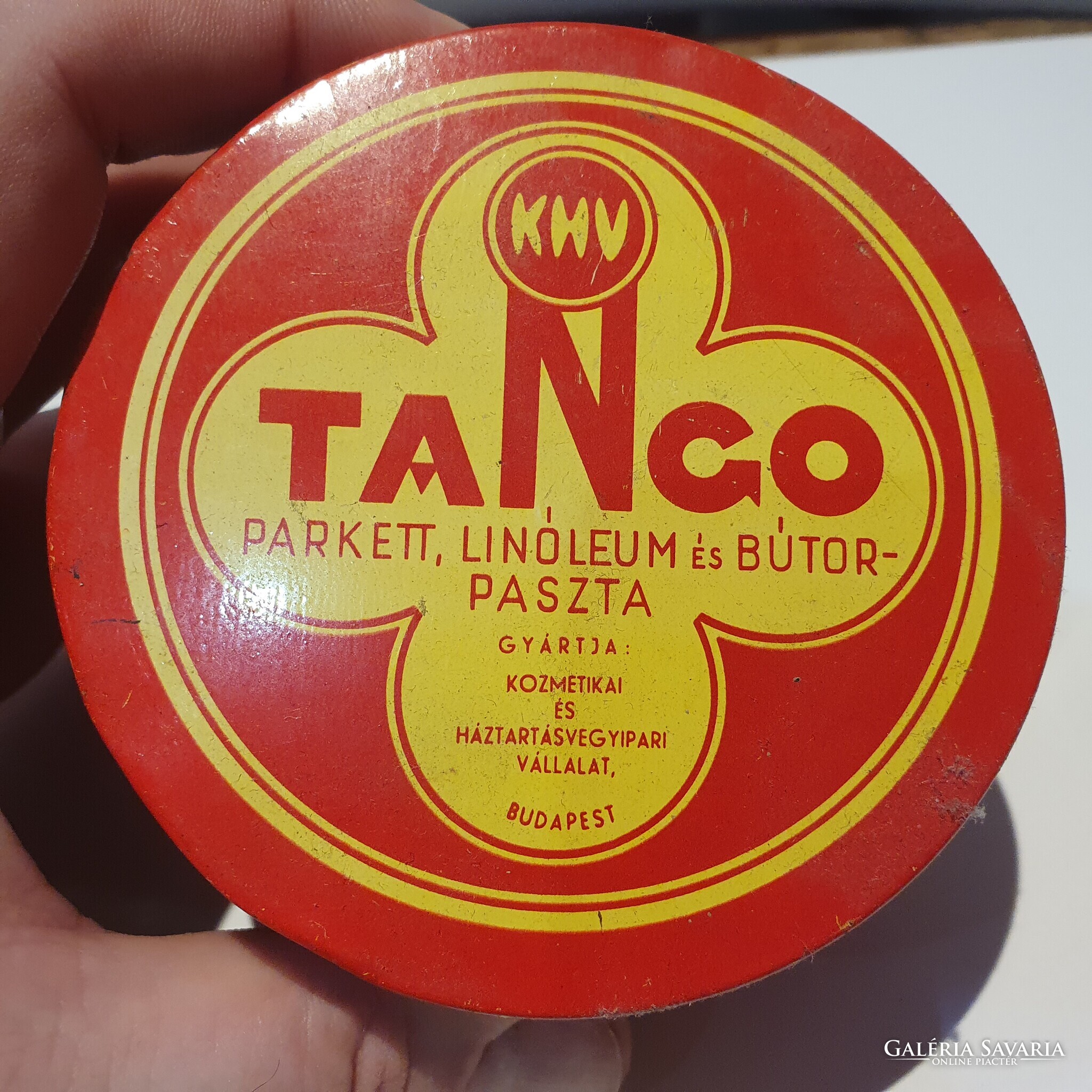 Retro Tango parketta, linóleum és bútorpaszta pléh doboz tartalommal ...