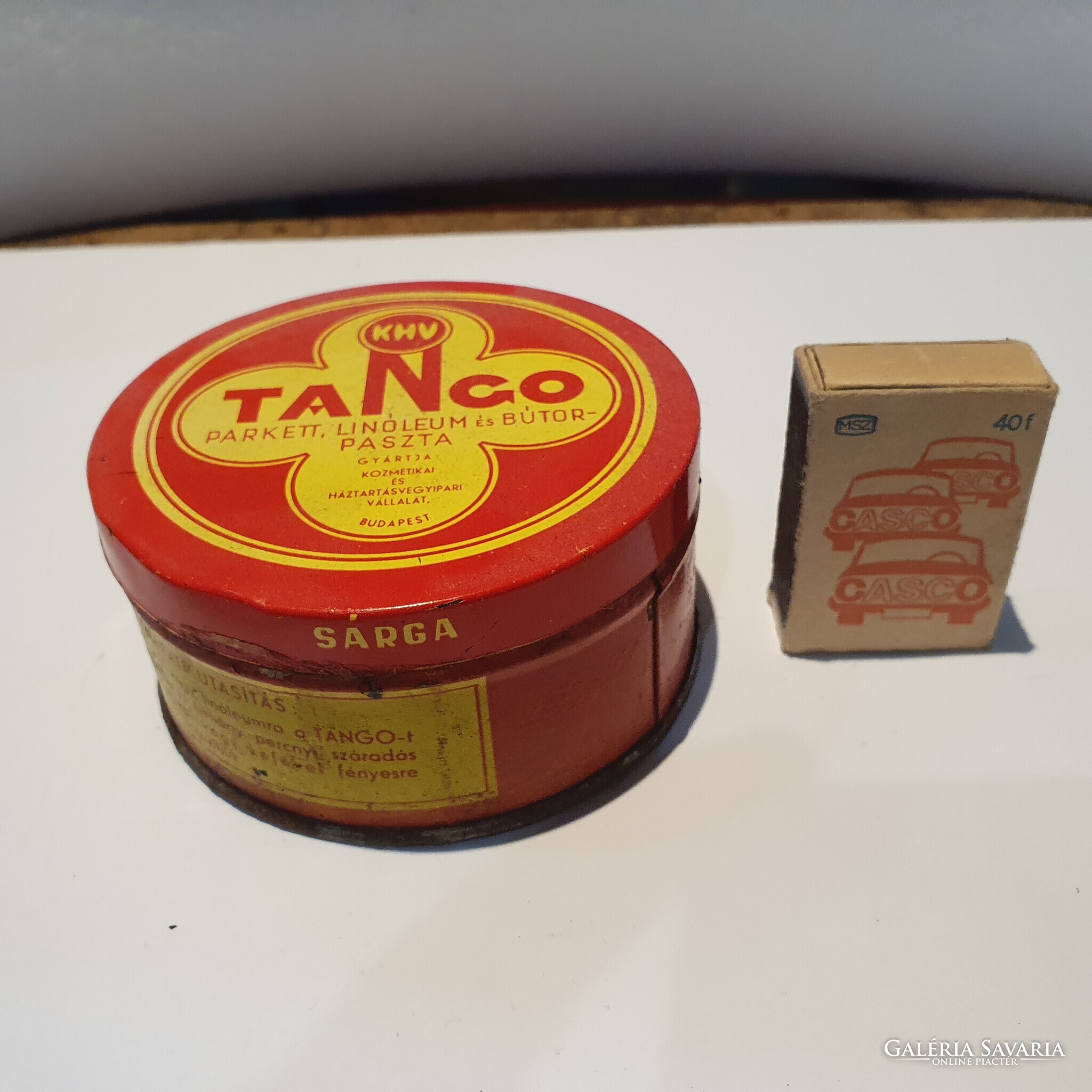 Retro Tango parketta, linóleum és bútorpaszta pléh doboz tartalommal ...