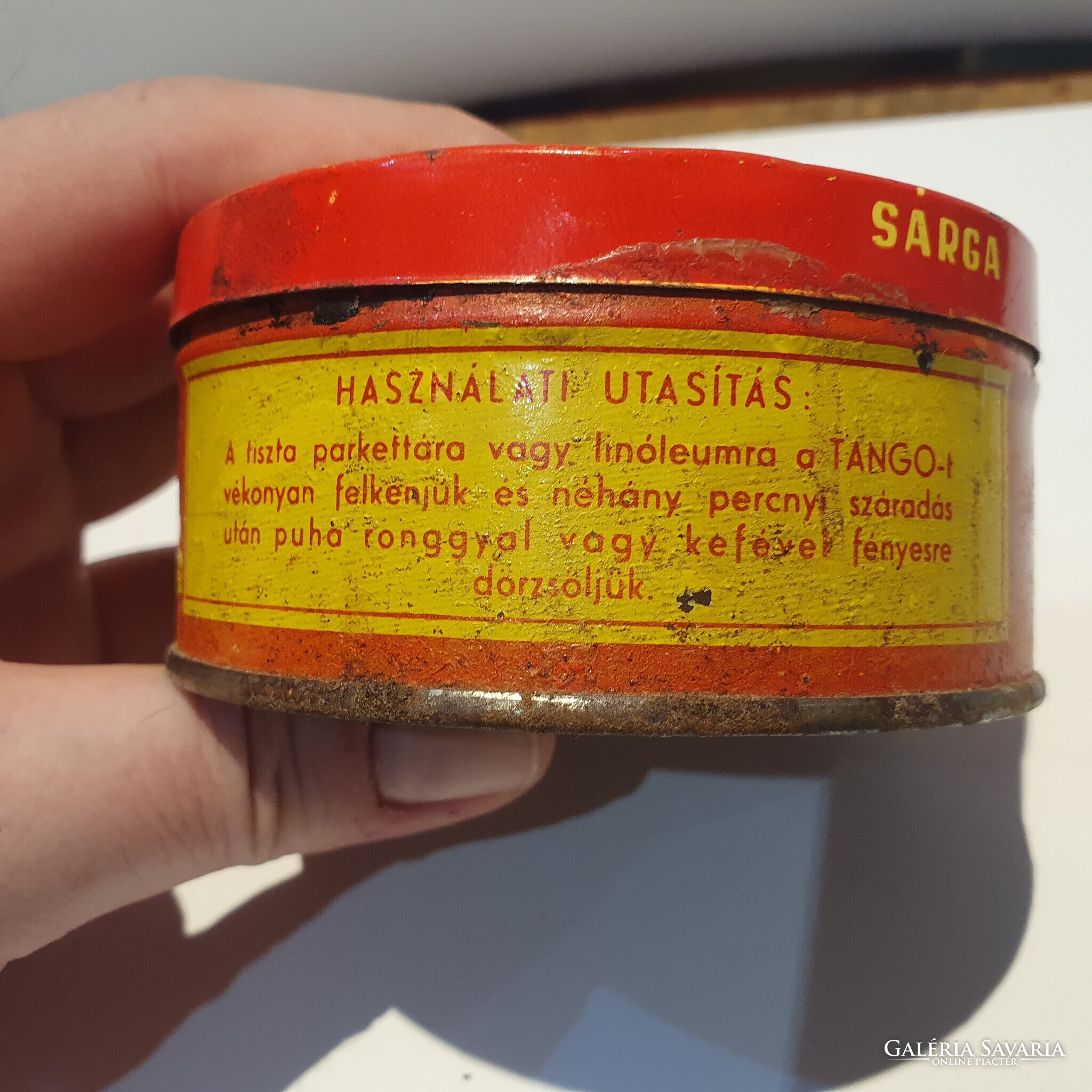 Retro Tango parketta, linóleum és bútorpaszta pléh doboz tartalommal ...