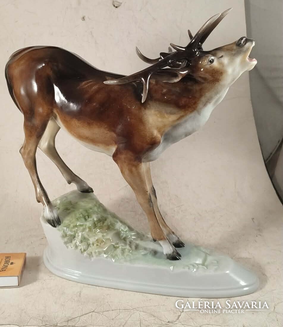 Herendi ritka nagyméretű szarvasbika 917 - Porcelán | Galéria Savaria ...